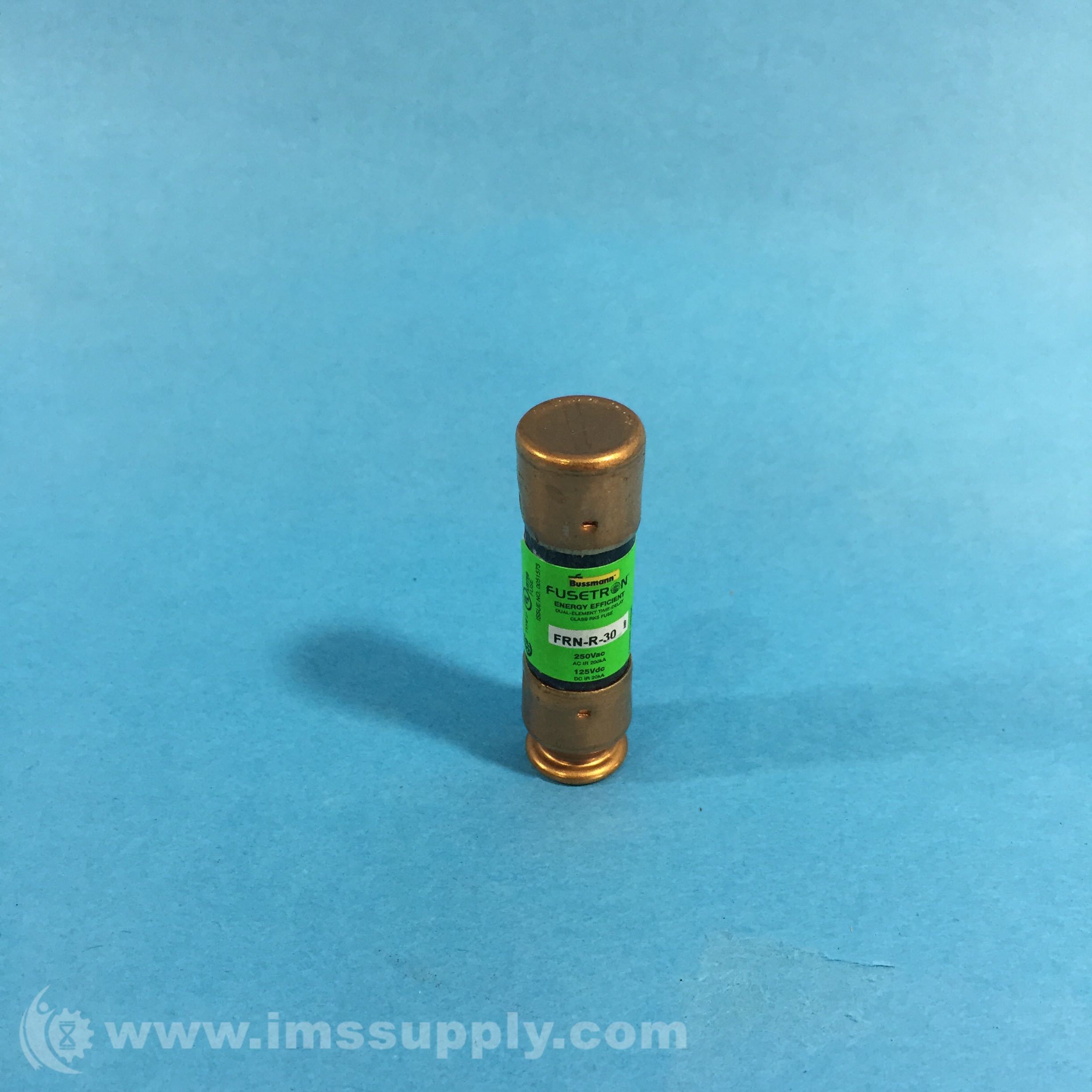 Bussmann FRN-R-30 Fuse, Time Delay, FRN Series Brass 30 Amp 250 V - IMS ...
