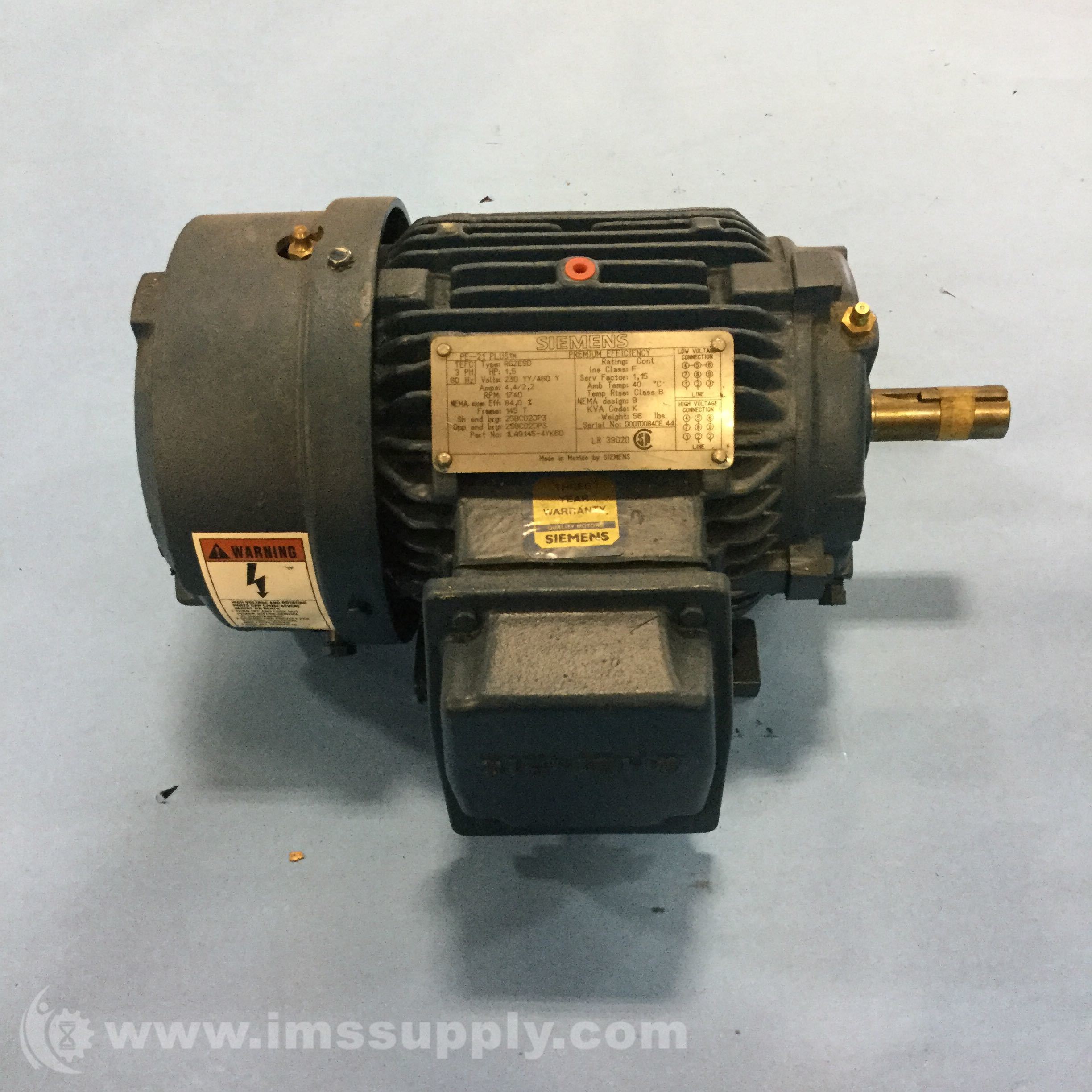 Siemens 1LA9145-4YK60 PE-21 Plus Motor - IMS Supply