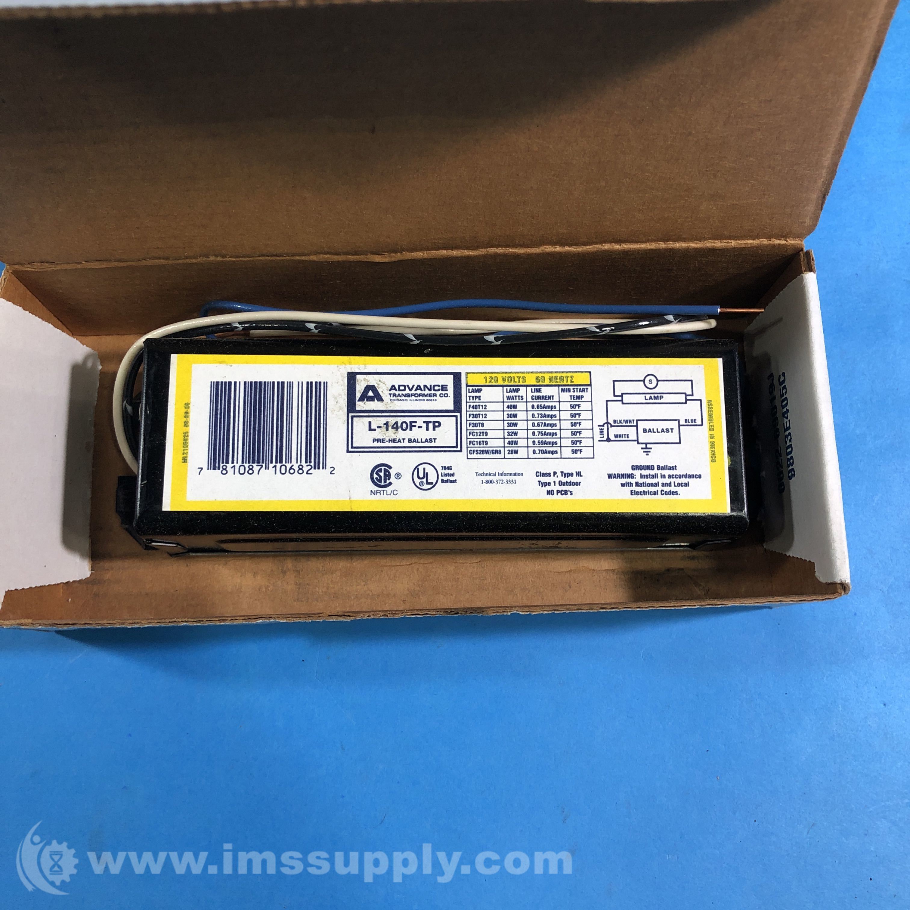 Advance L-140F-TP Magnetic Pre-Heat Ballast - IMS Supply