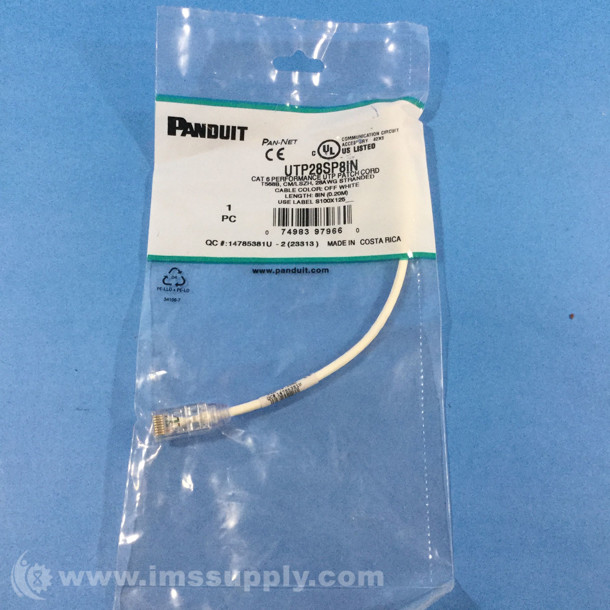 Panduit UTP28SP8IN CAT 6 Performance UTP Patch Cord - IMS Supply