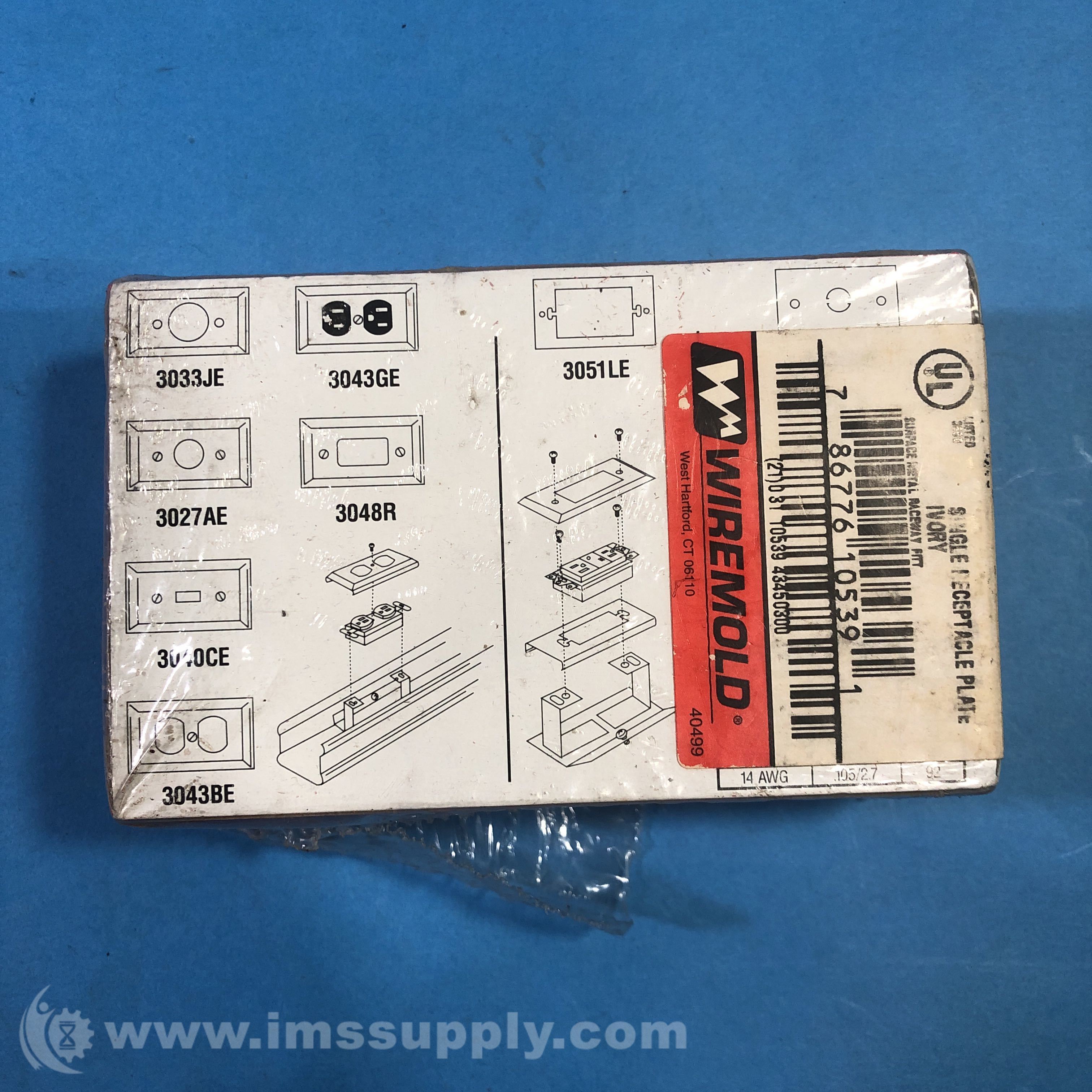 Wiremold V3027AE Stl Single Recept Plate 3000 Ivory - IMS Supply
