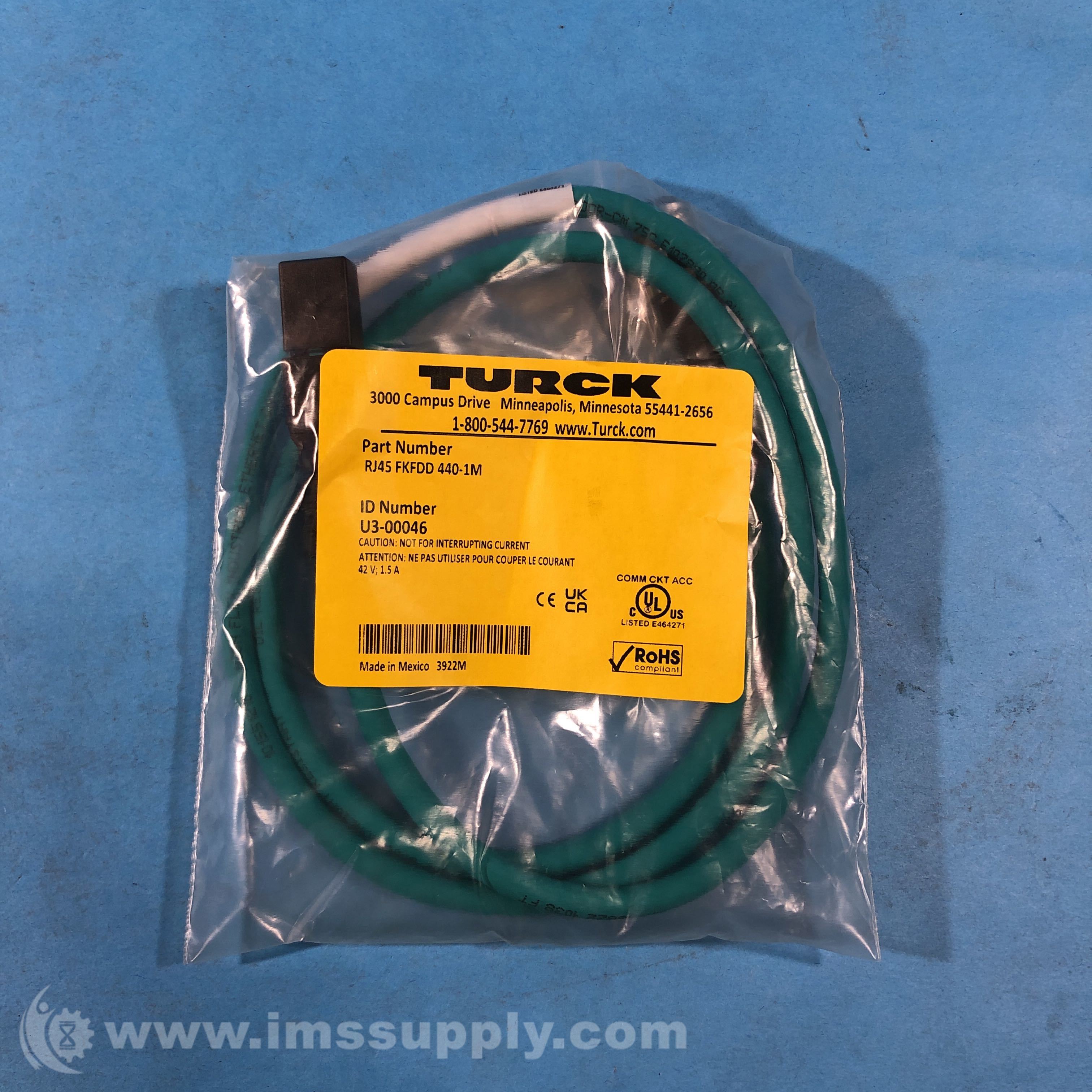Turck RJ45 FKFDD 440-1M Double Ended Cordset - IMS Supply