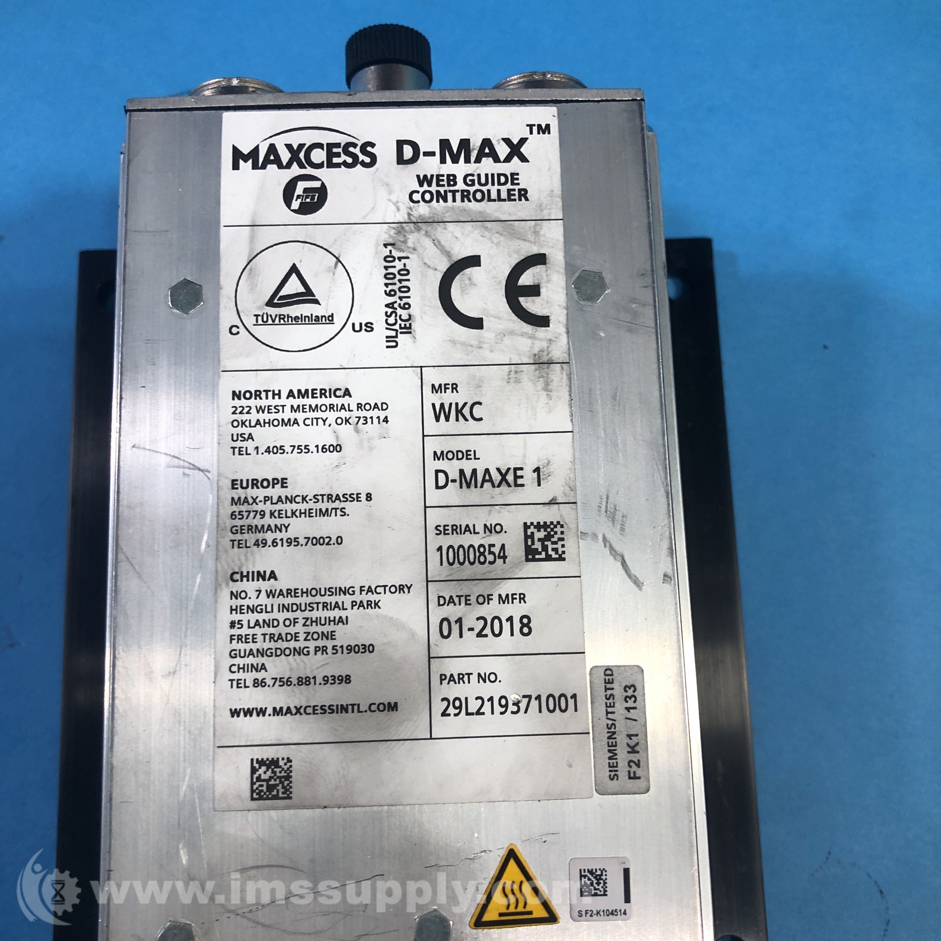 Maxcess International D-MAXE 1 Web Guide Controller, 29L219371001 - IMS ...