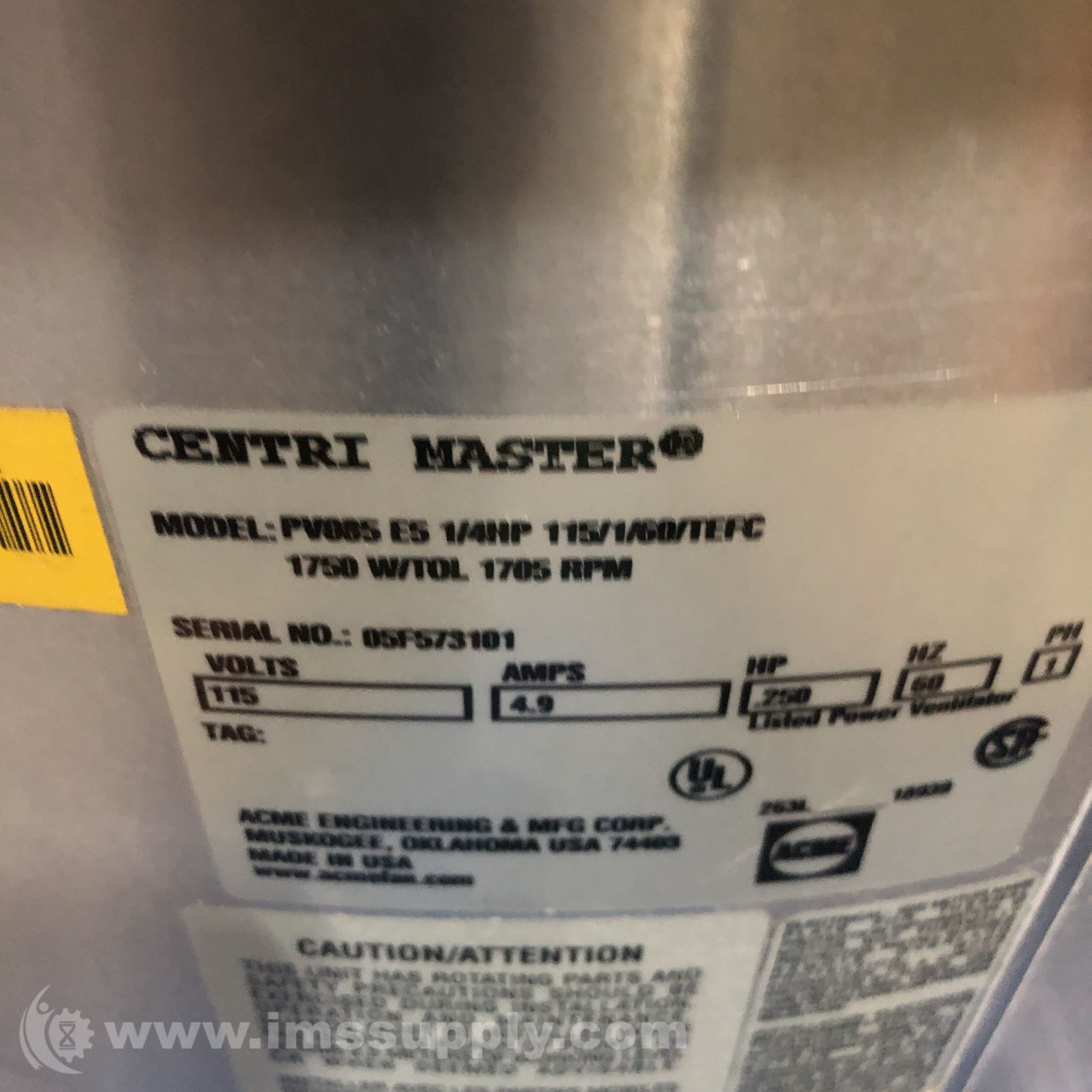 Acme Engineering Mfg PV085E5 Centri Master Roof Ventilator Fan - IMS Supply