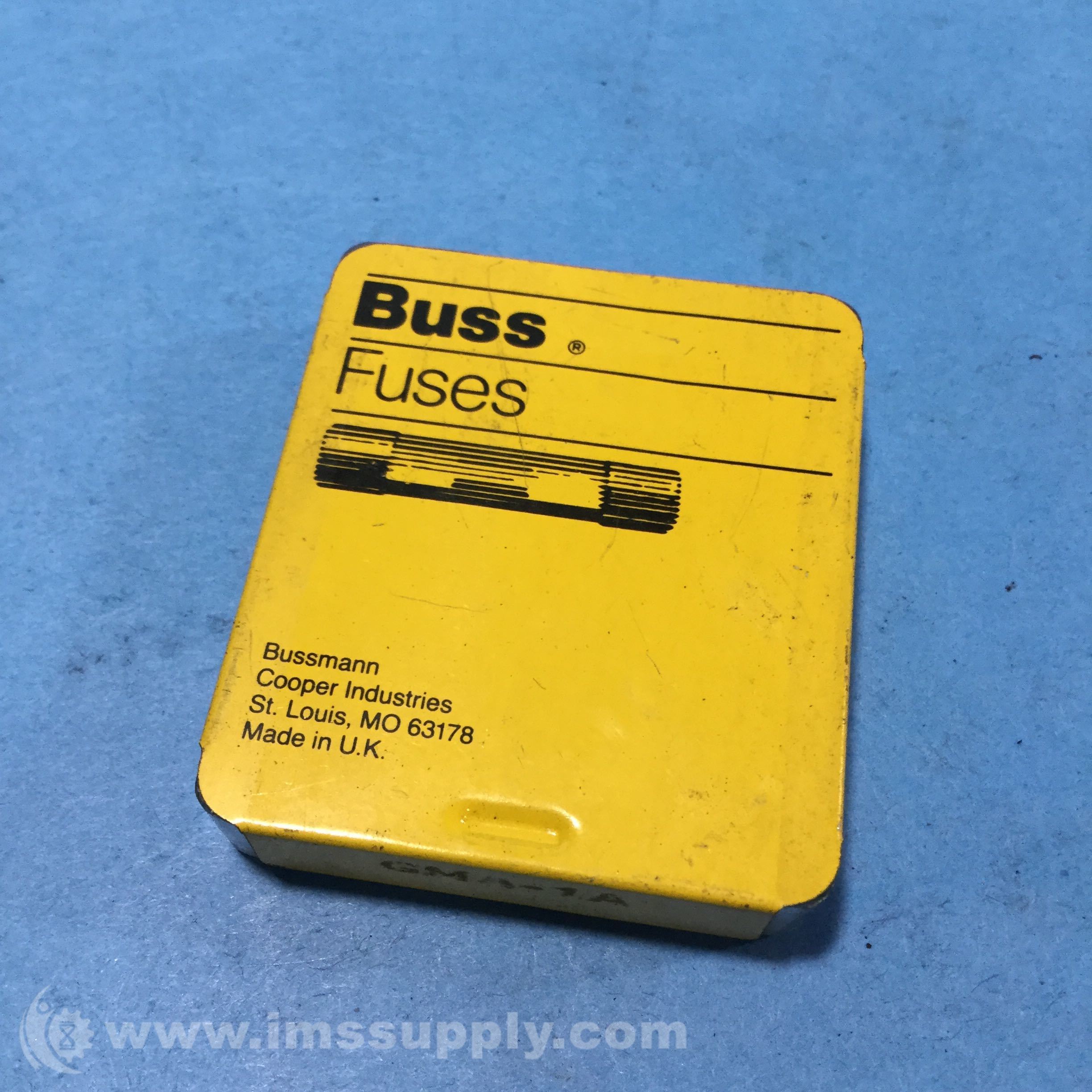 Bussmann GMA-1A Cartridge Fuse, 1A, 5x20mm, 250V, Case of 5 - IMS Supply