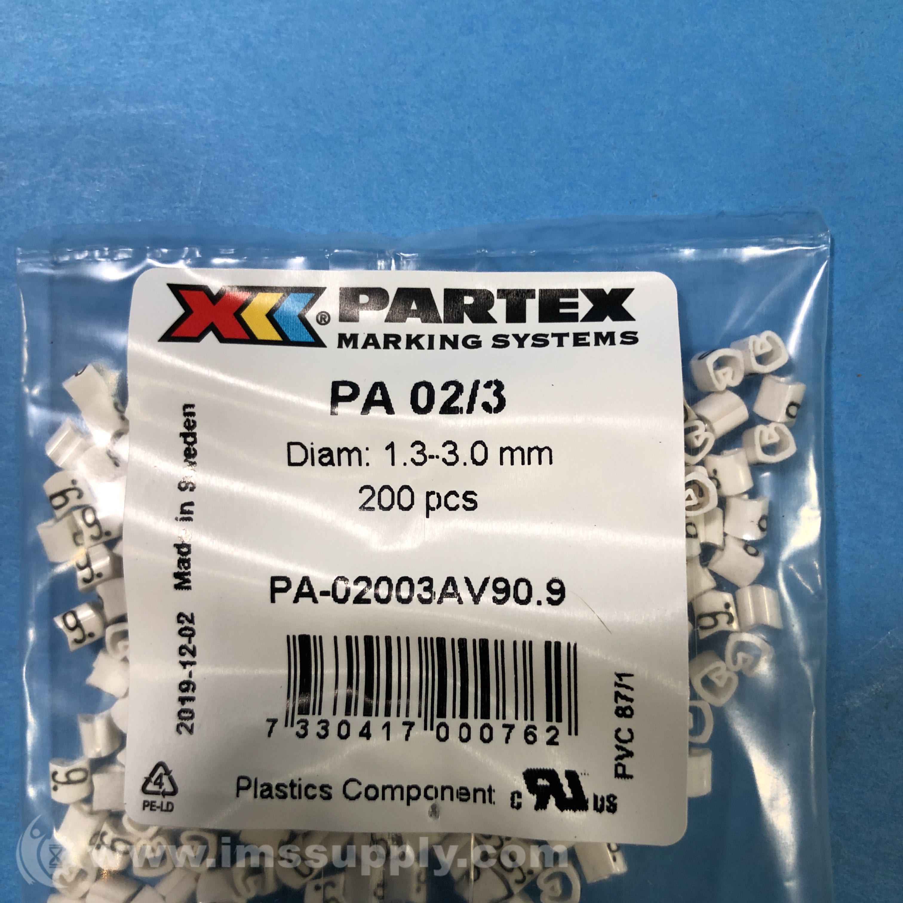 Partex Marking Systems PA-02003AV90.9 Pack of 200 Wire Markers - IMS Supply