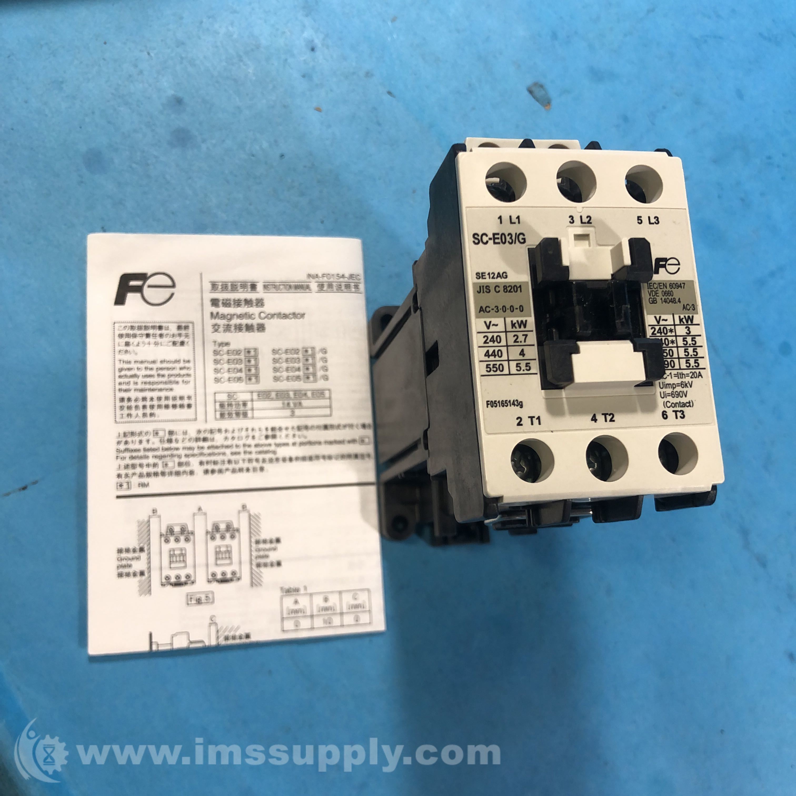 Fuji Electric SC-E03/G Magnetic Contactor, DC 24V Coil - IMS Supply