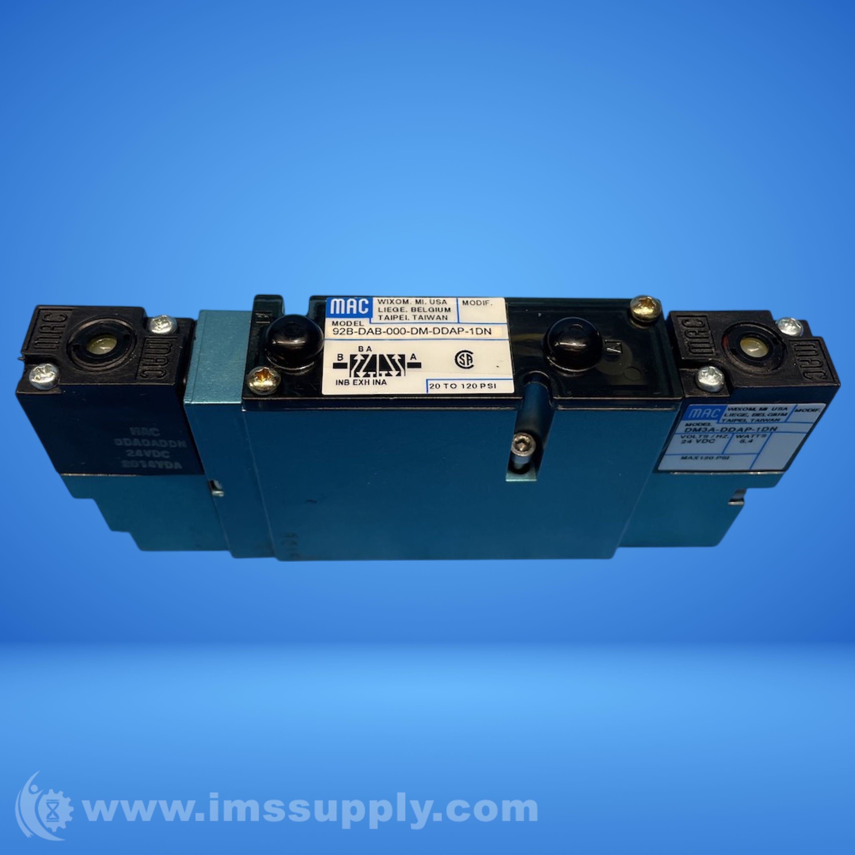 MAC 92B-DAB-000-DM-DDAP-1DN 24VDC Solenoid Valve - IMS Supply