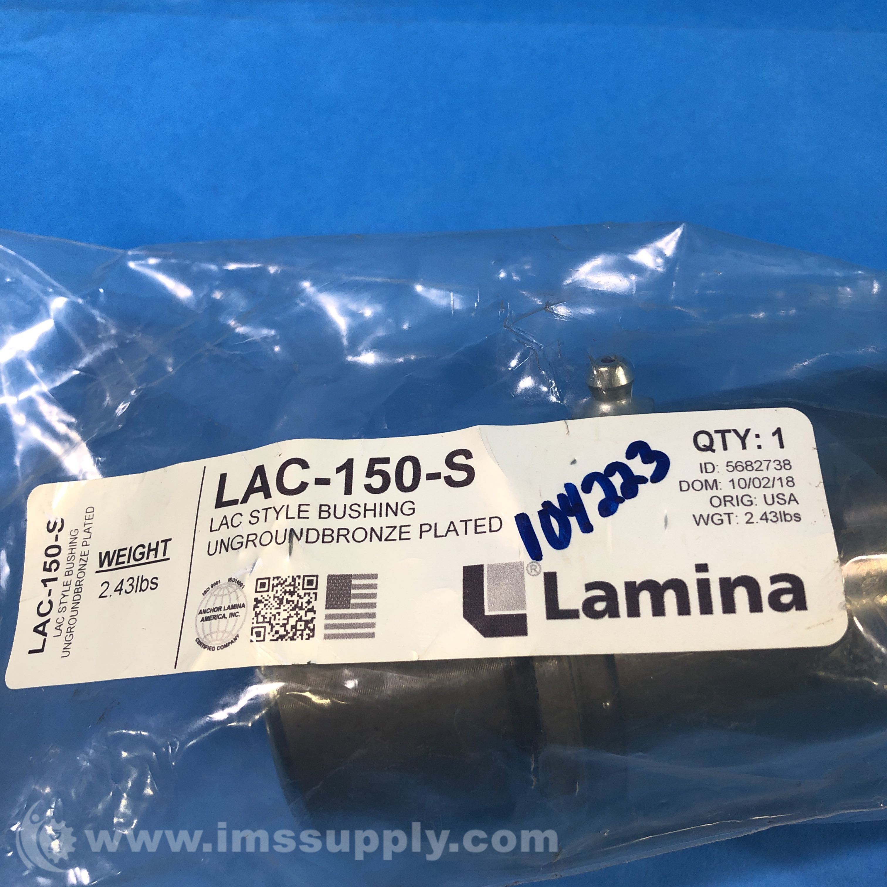Lamina LAC-150-S LAC Style Bushing Unground Bronze Plated - IMS Supply