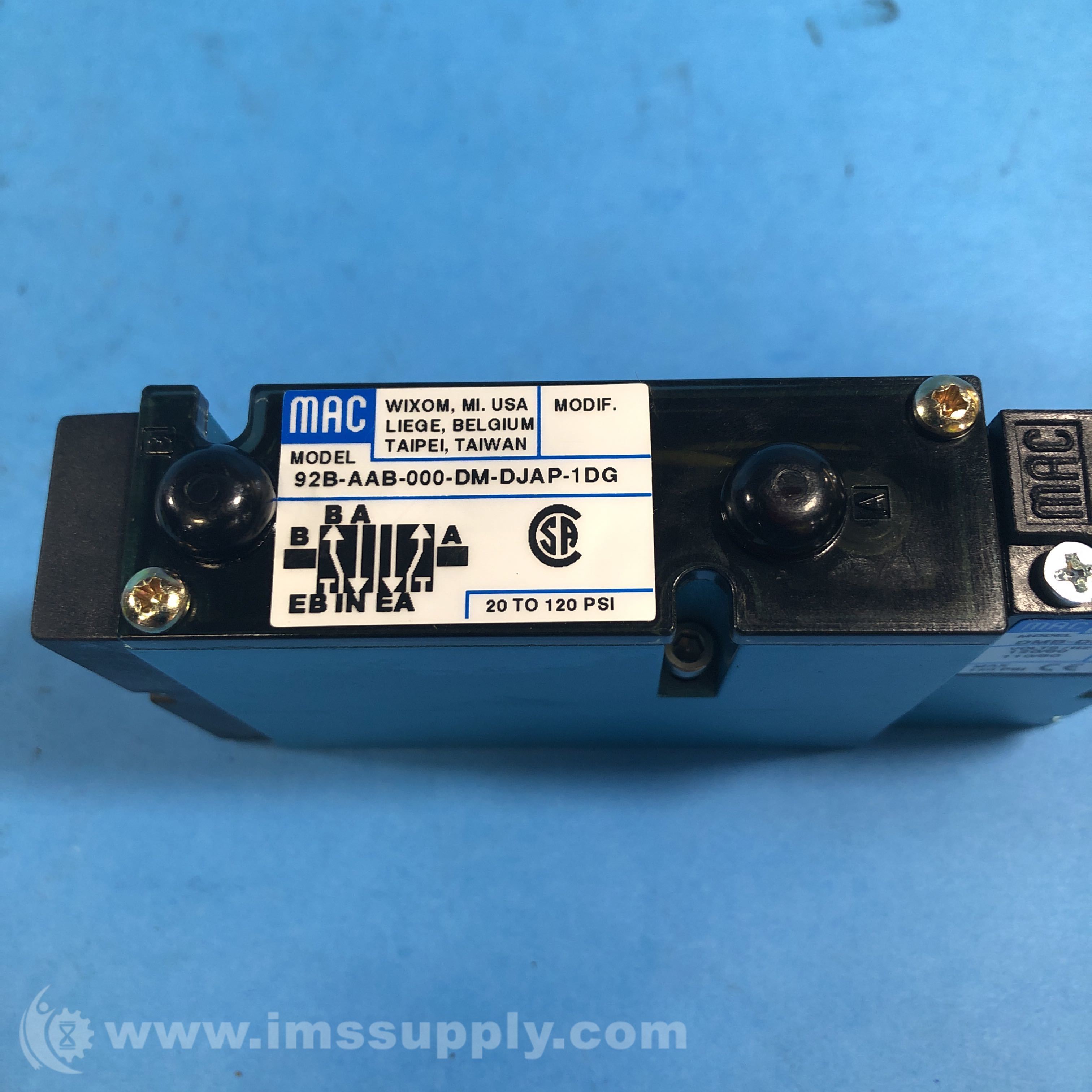 MAC Automation Concepts 92B-AAB-000-DM-DJAP-1DG Solenoid Valve - IMS Supply
