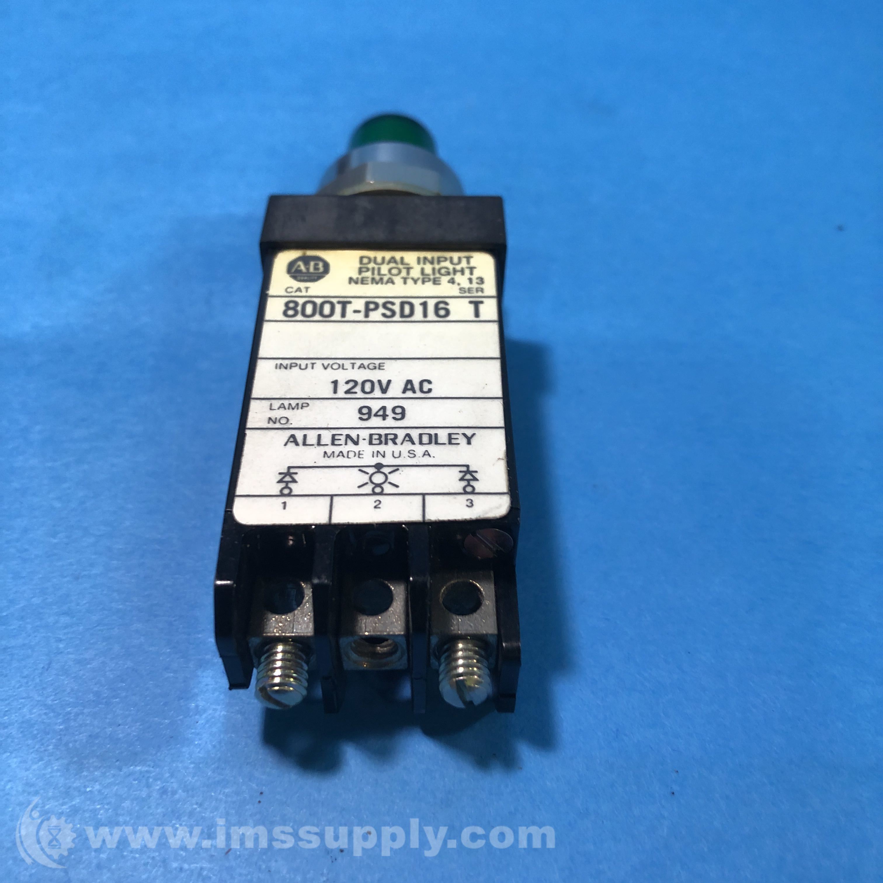 Allen Bradley 800T-PSD16 T Dual Input Pilot Light Green - IMS Supply