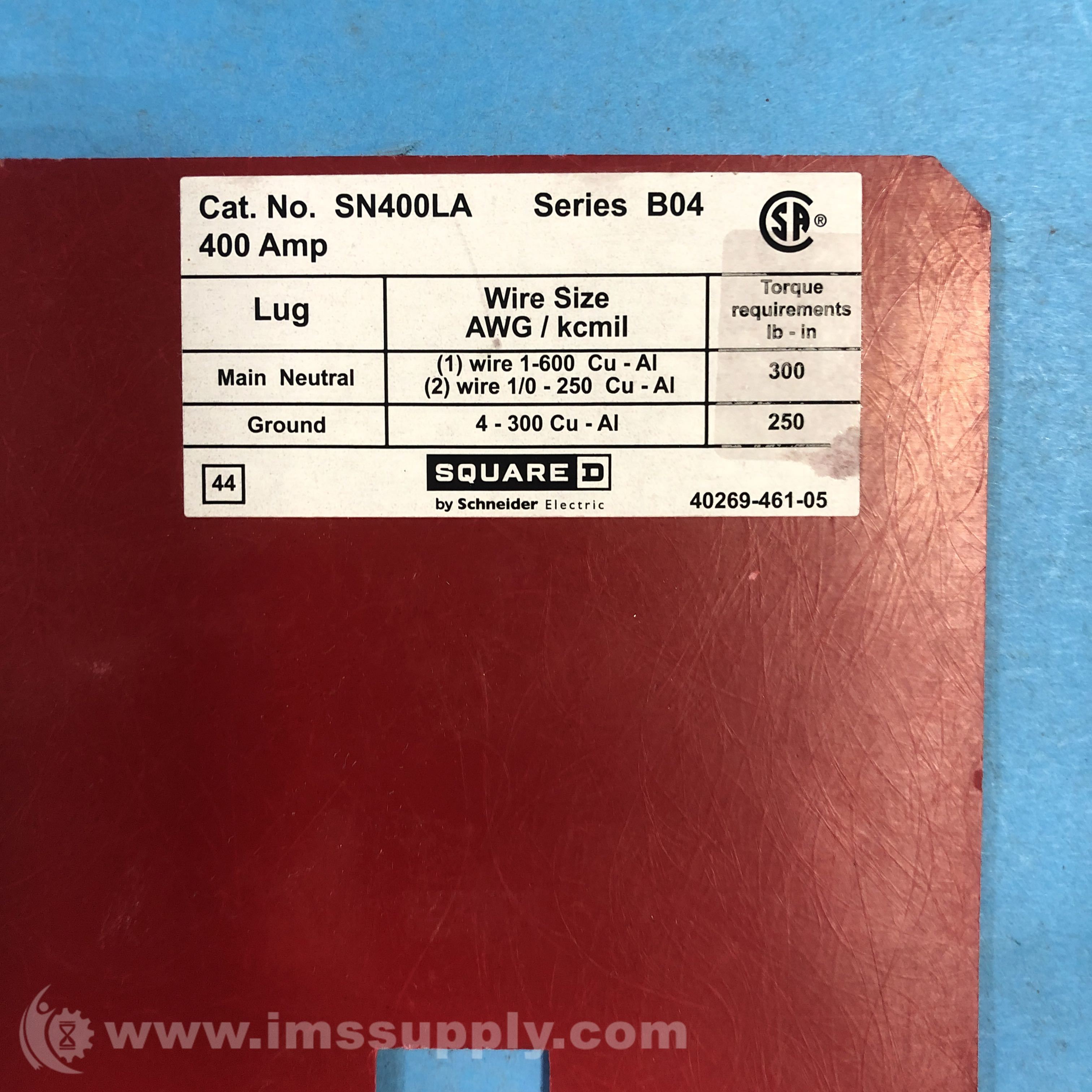 Square D SN400LA Neutral Assembly Kit 400 Amps - IMS Supply