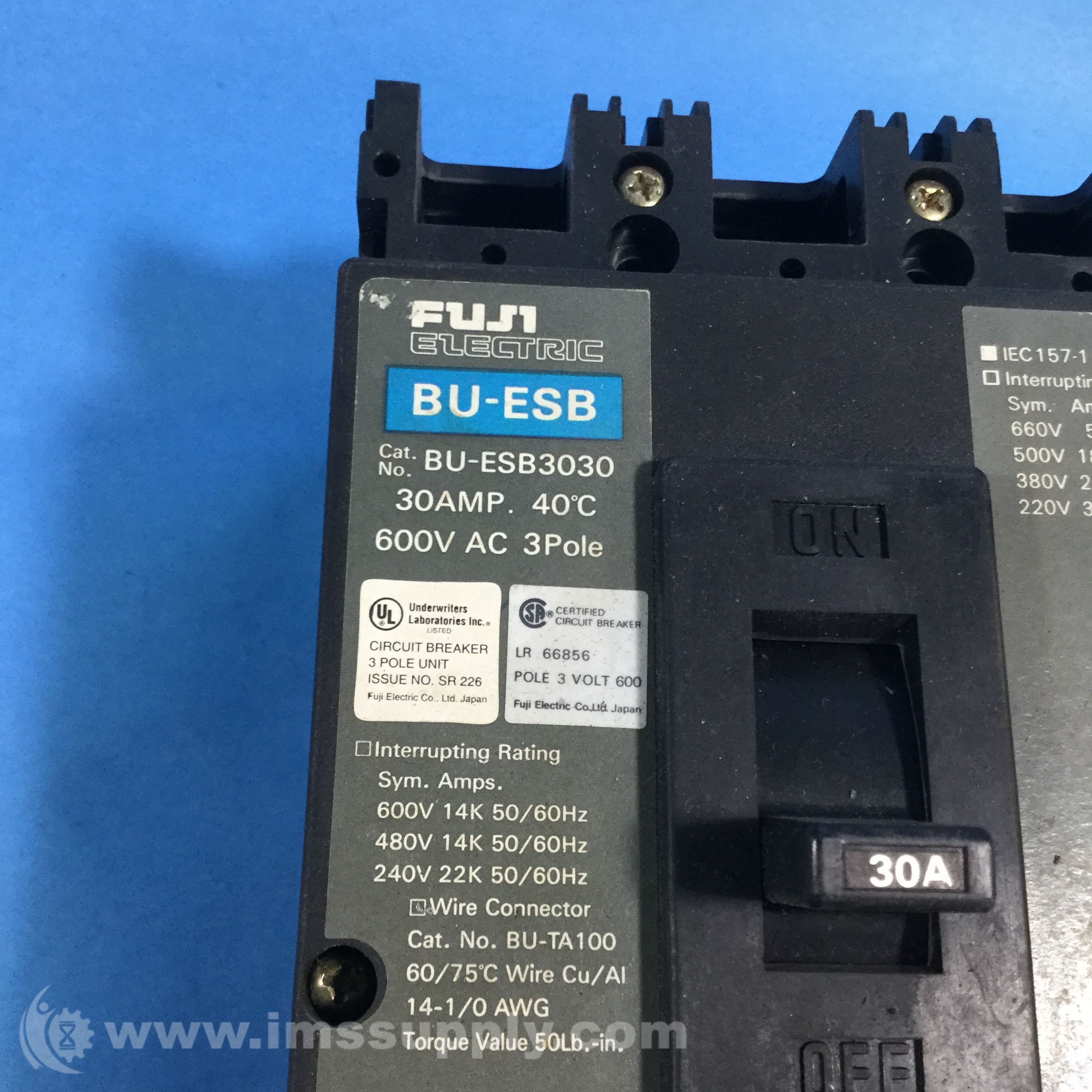 Fuji Electric BU-ESB3030 Circuit Breaker 30AMP 600VAC 3Pole - IMS Supply