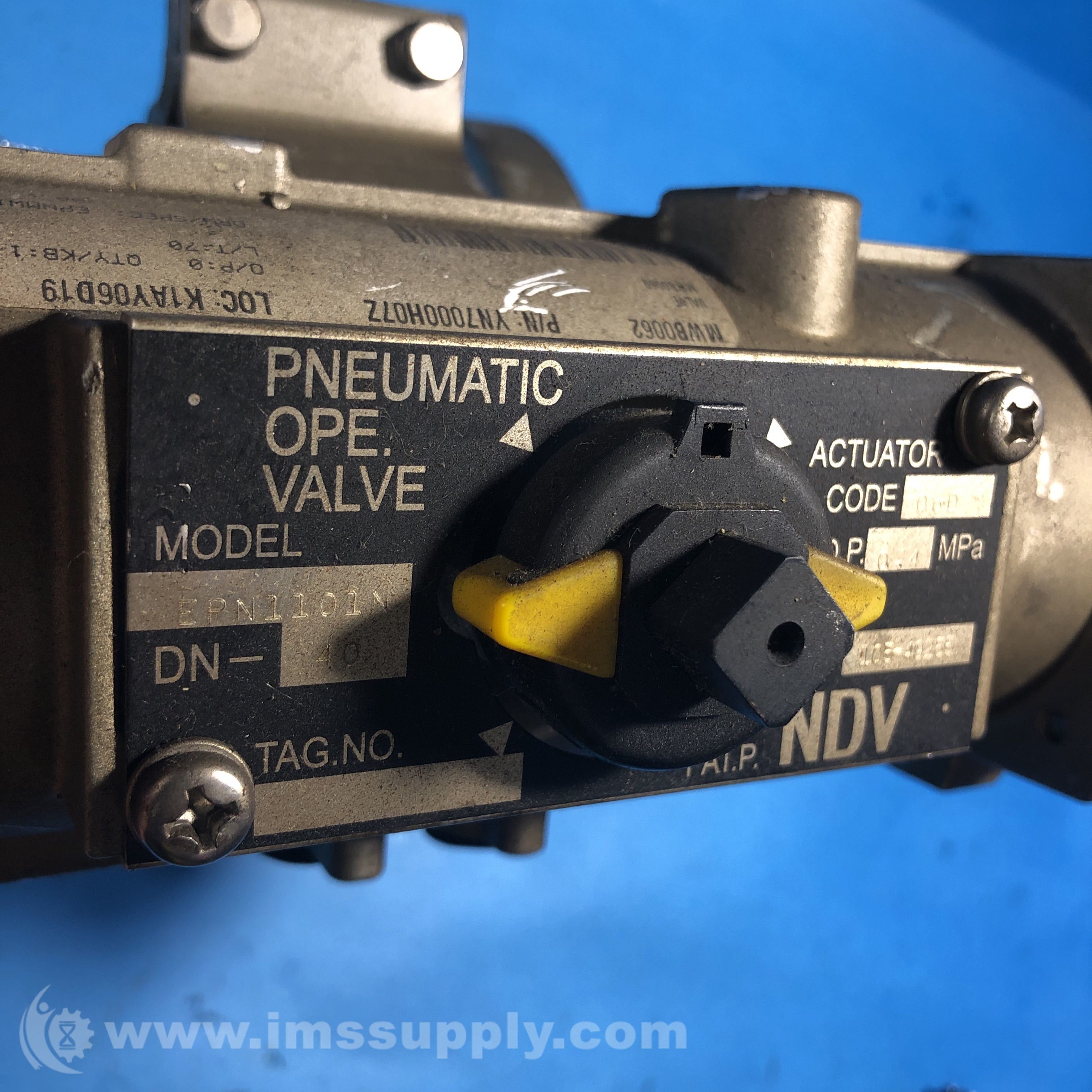 Nippon Daiya Valve Co EPN1101N DN-40 Pneumatic Actuator Valve - IMS Supply
