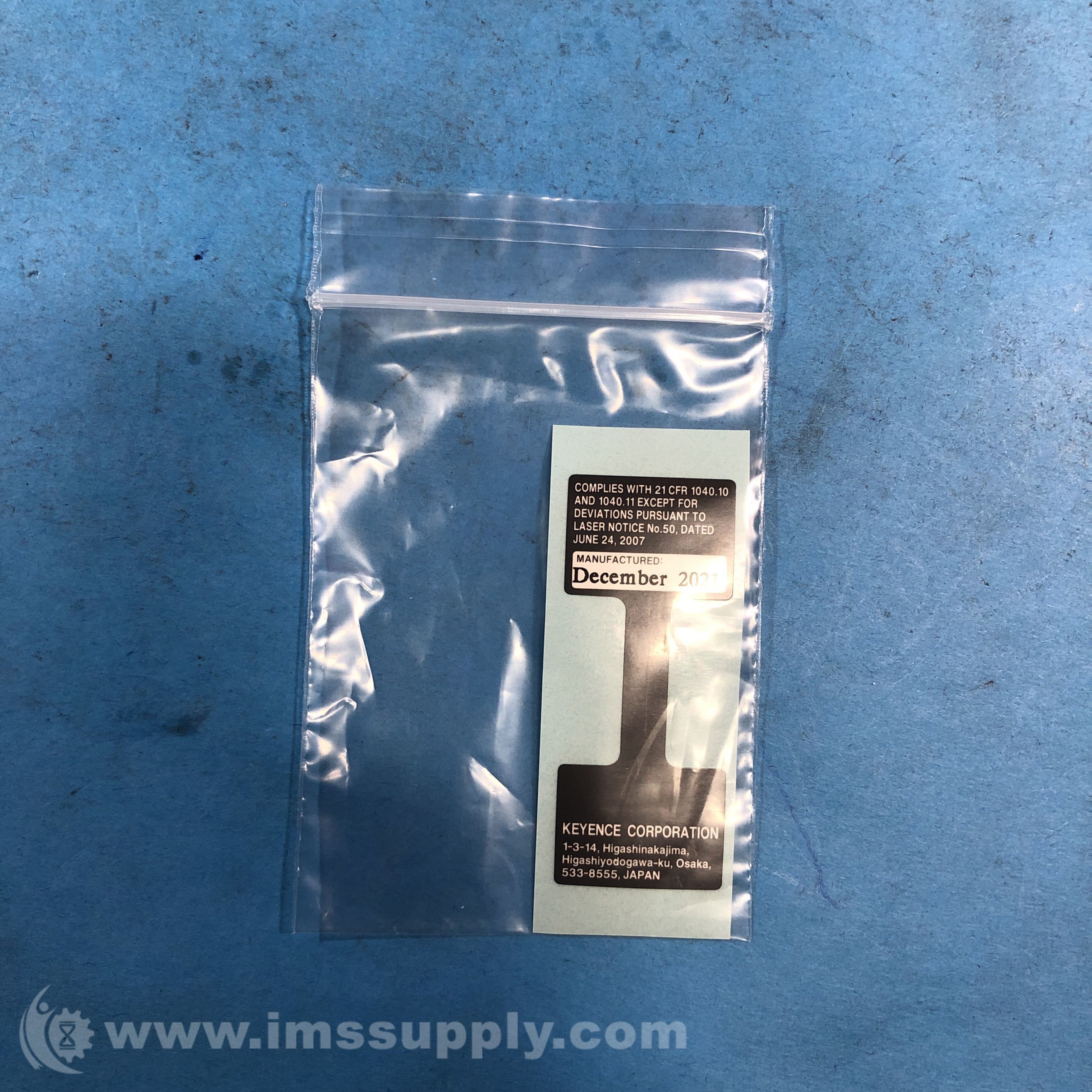 Keyence Laser Compliance Sticker Label - IMS Supply