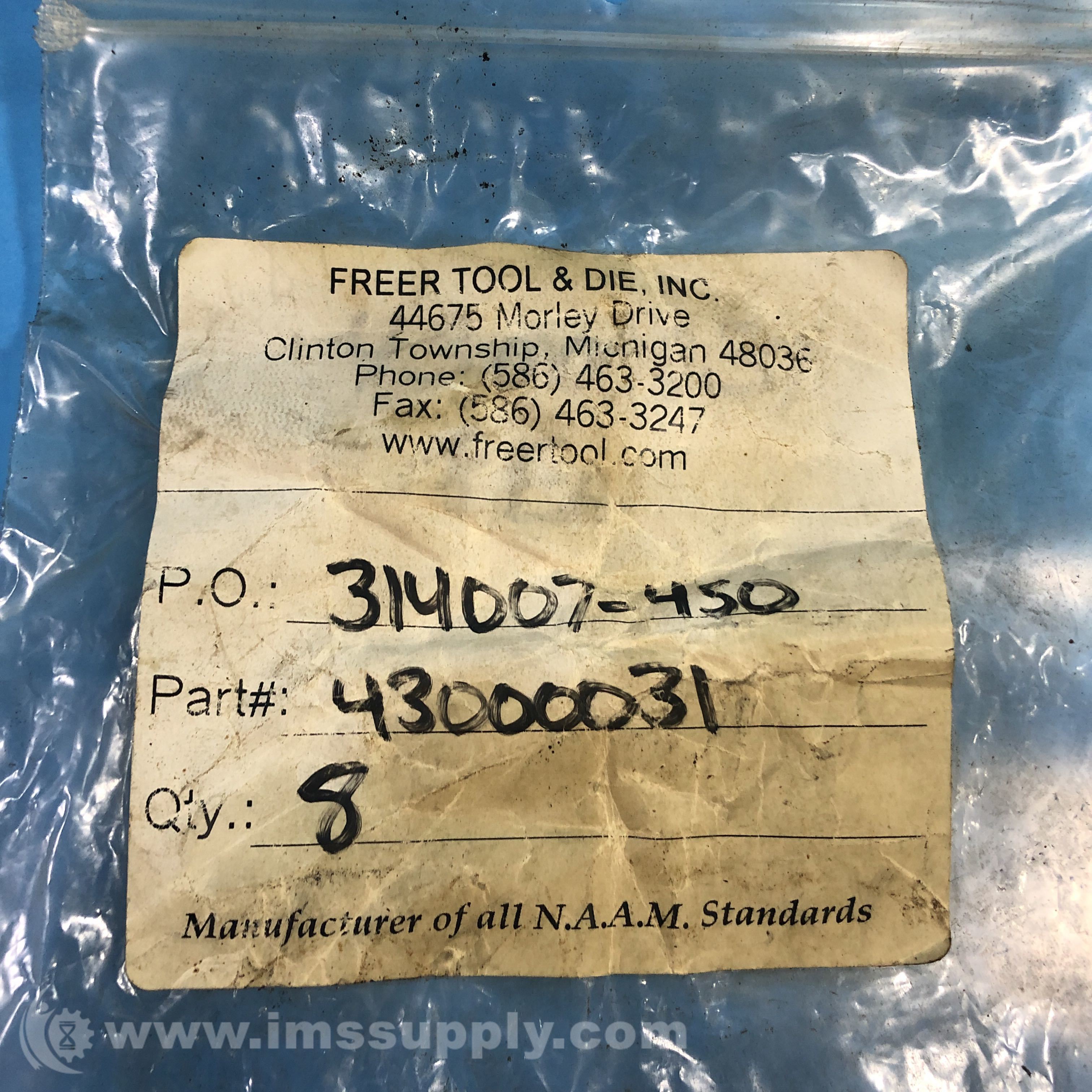 Freer Tool & Die 43000031 Pack of 8 Blank Plate Covers - IMS Supply