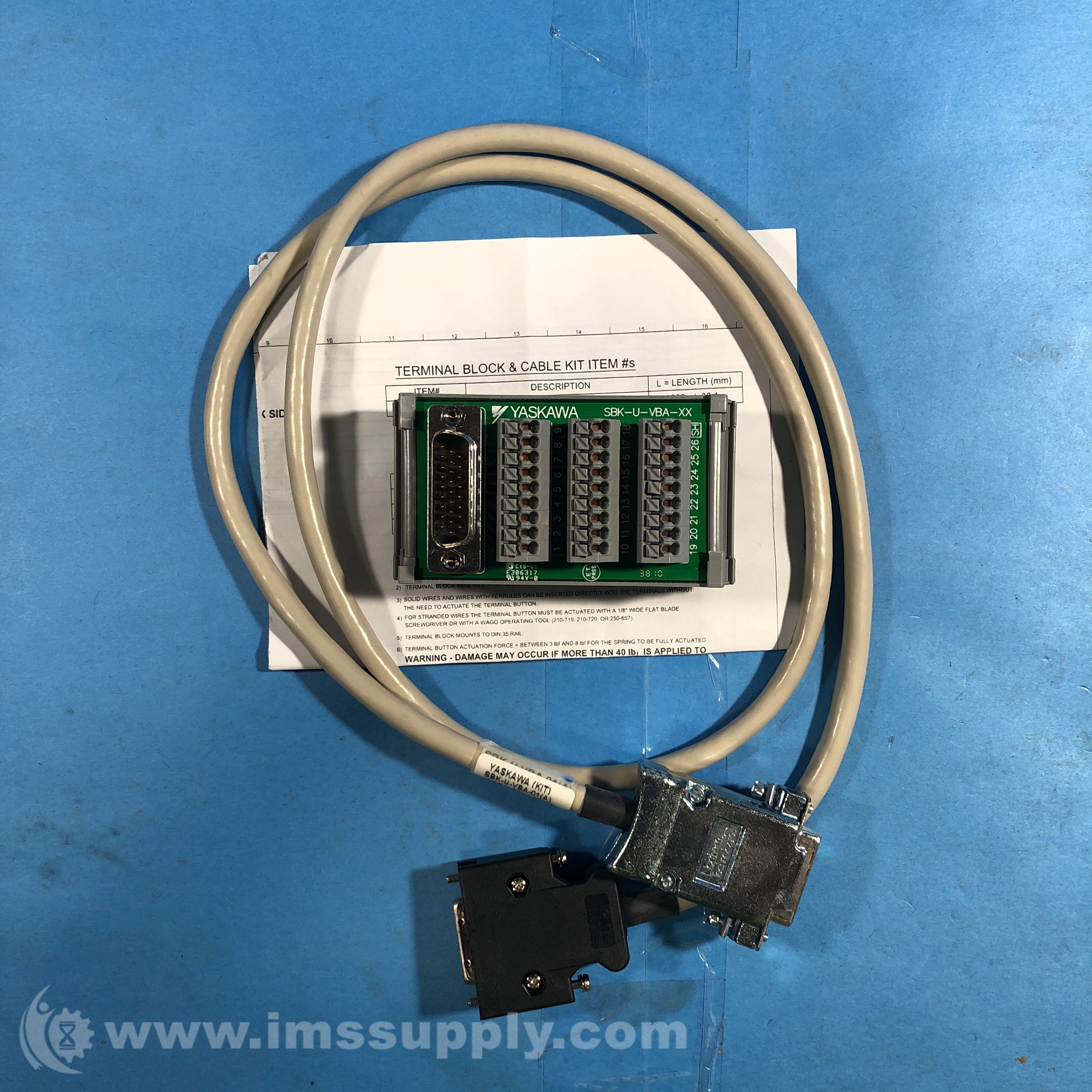 Yaskawa SBK-U-VBA-01(A) Terminal Block and Cable Kit - IMS Supply