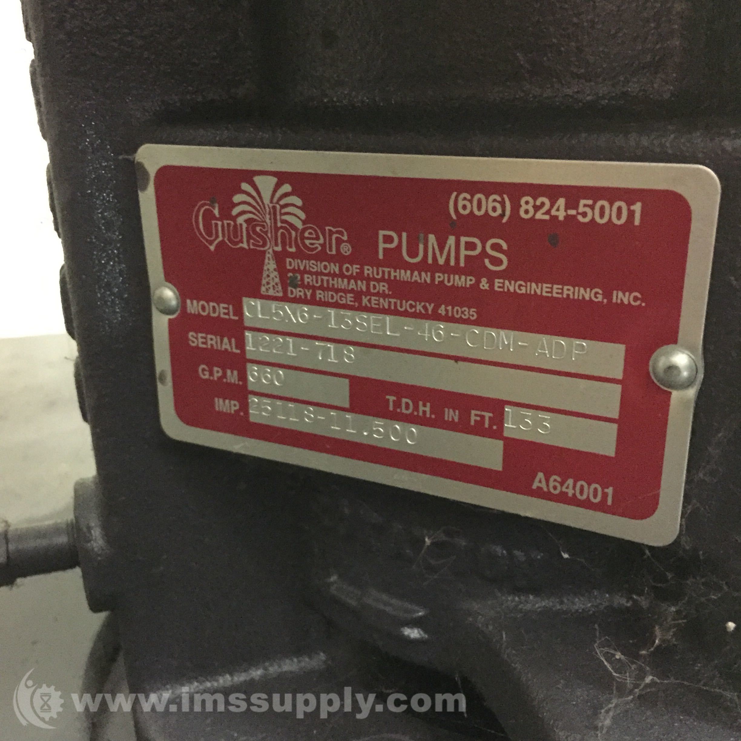 Gusher Pumps CL5X6-13SEL-46-CDM-ADP Vertical Centrifugal Pump - IMS Supply