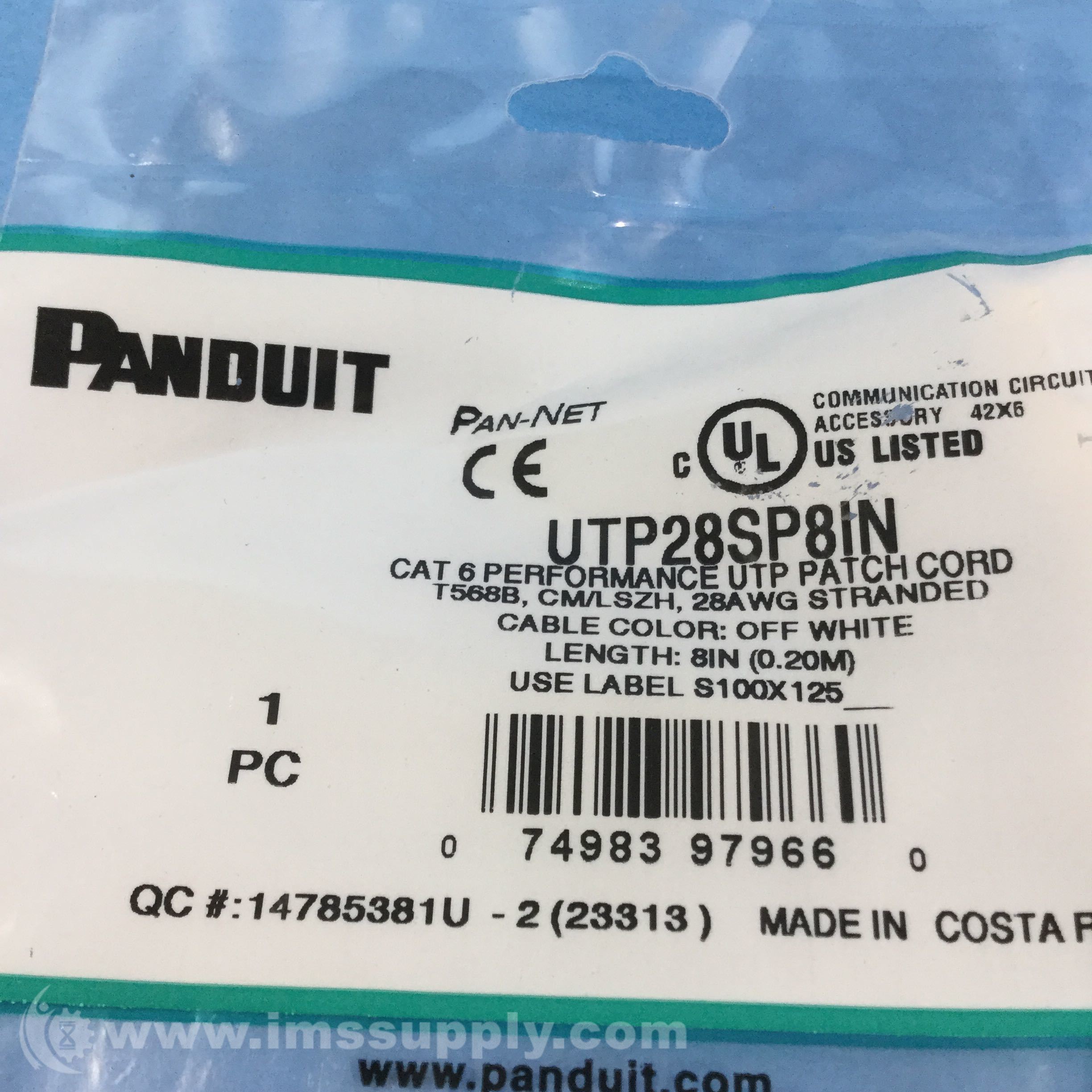 Panduit UTP28SP8IN CAT 6 Performance UTP Patch Cord - IMS Supply