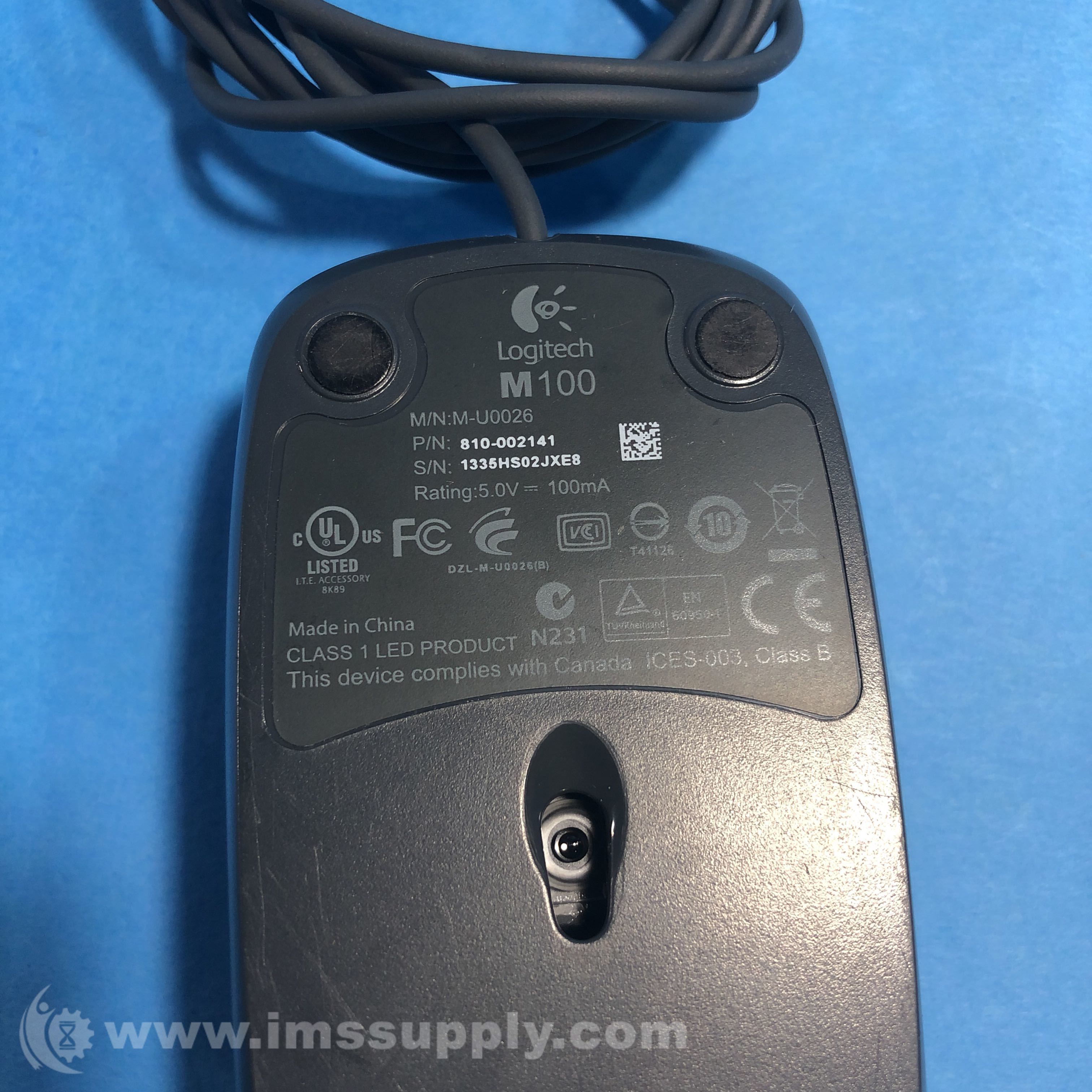 Logitech M100 Wired USB Optical Mouse, M-U0026 810-002141 - IMS Supply