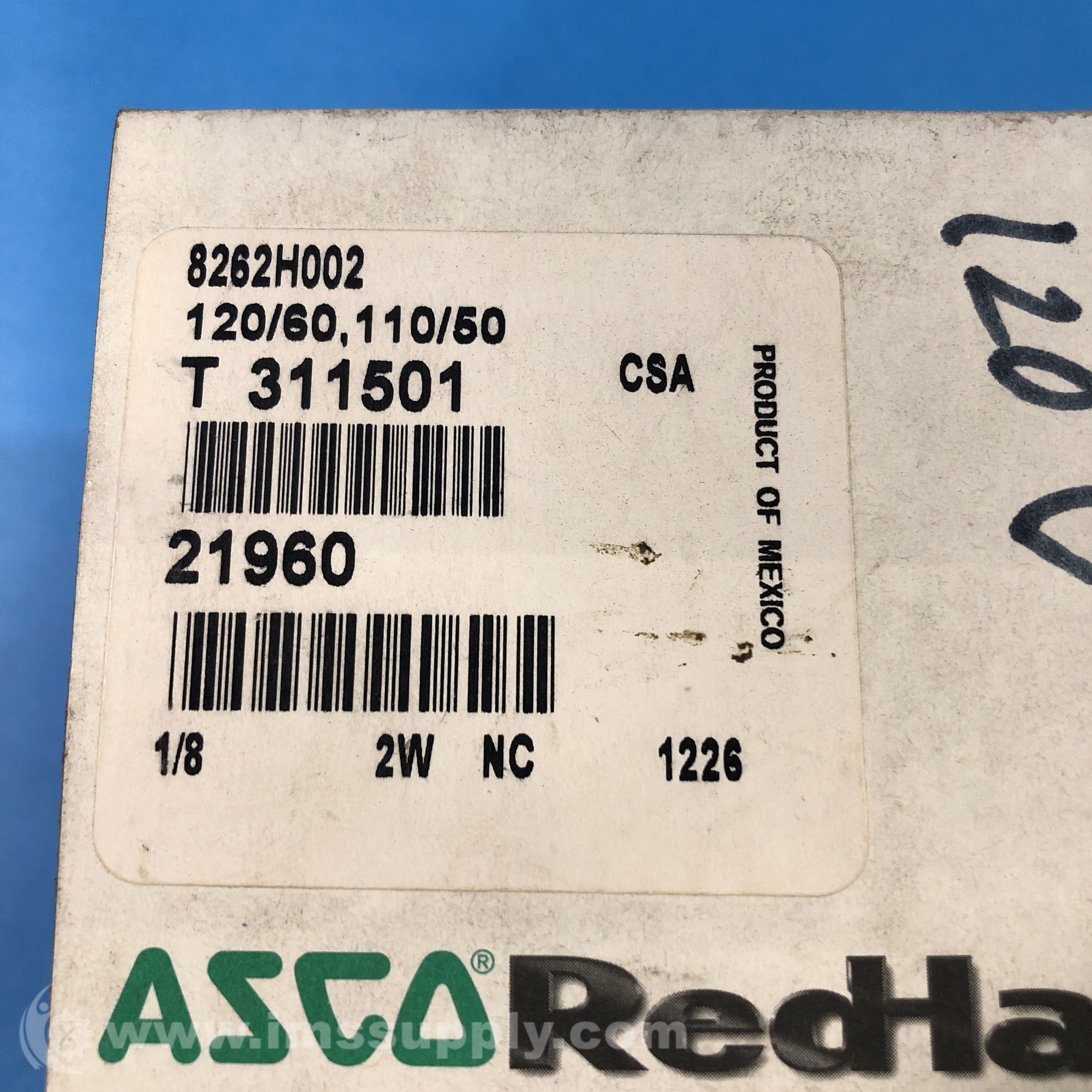 Asco 8262H002 General Service Solenoid Valve - IMS Supply