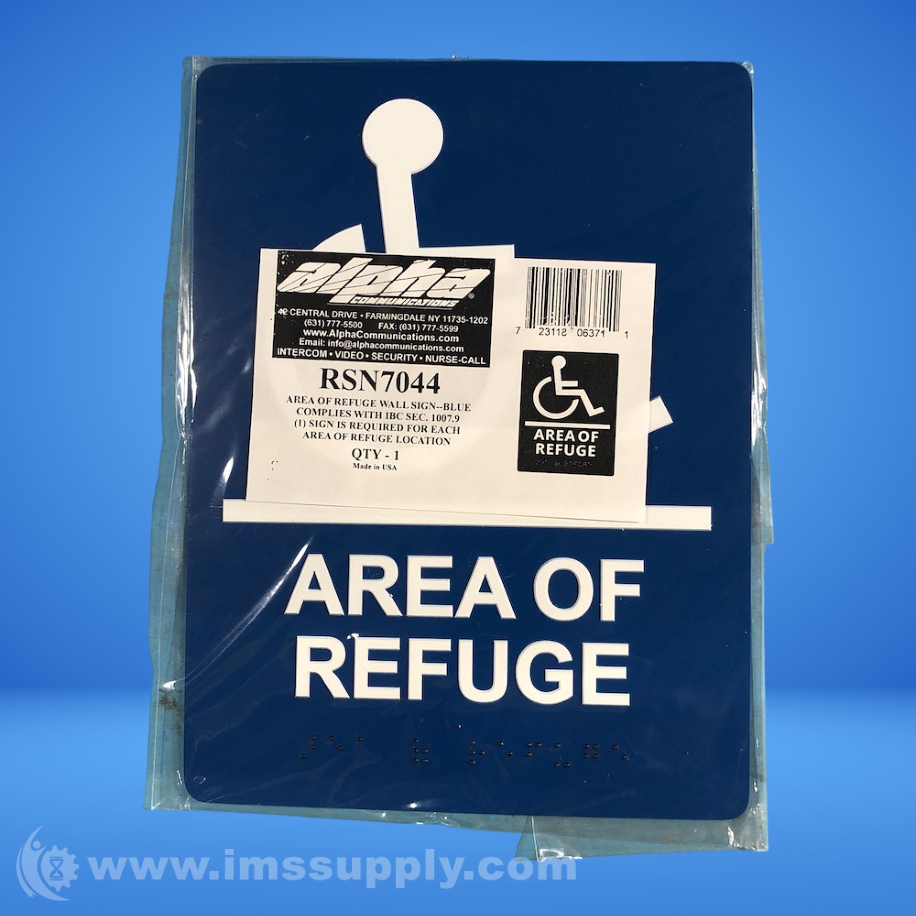 Alpha Communications RSN7044 Area Of Refuge Wall Sign - IMS Supply