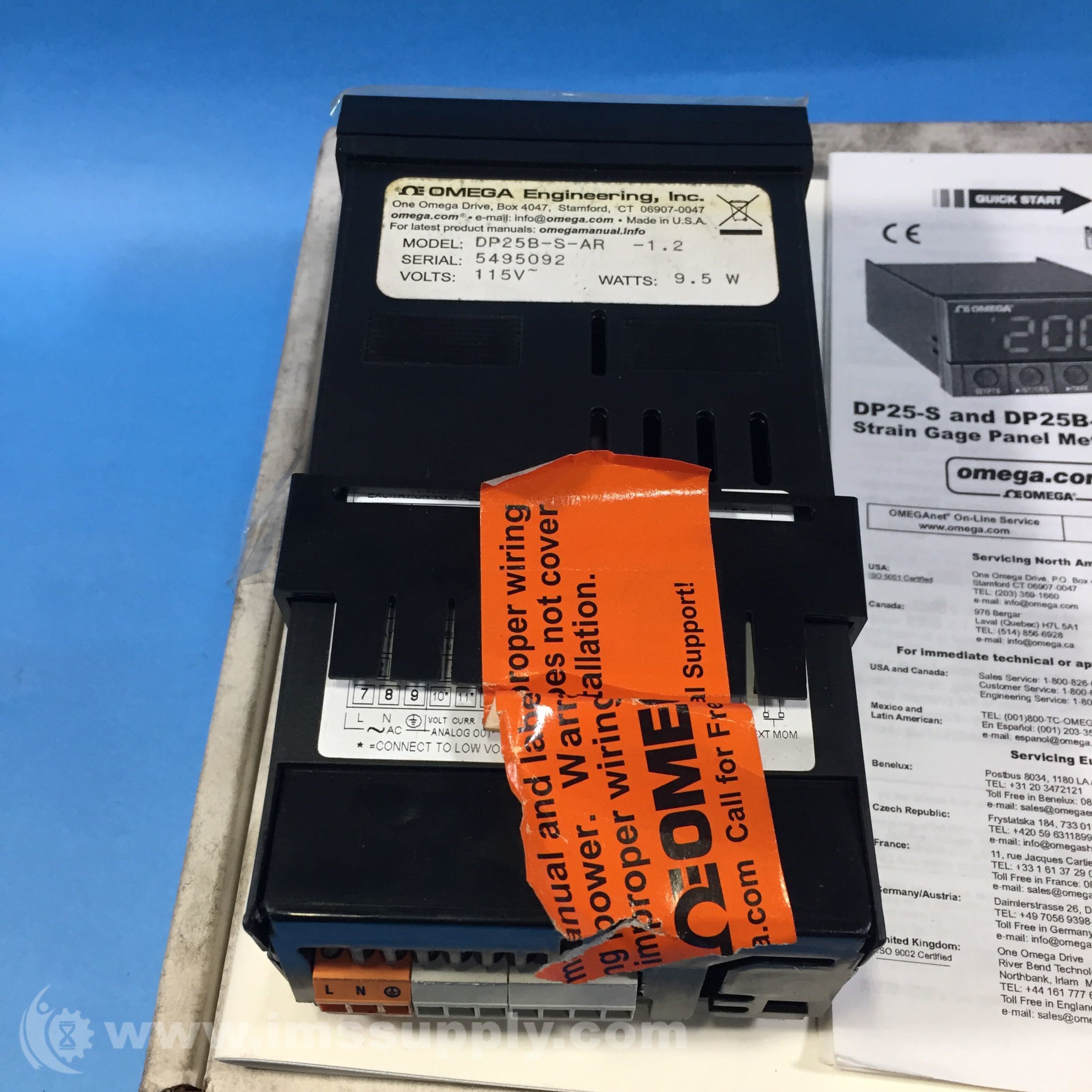 Omega Engineering DP25B-S-AR-1.2 Strain Gage Panel Meter - IMS Supply