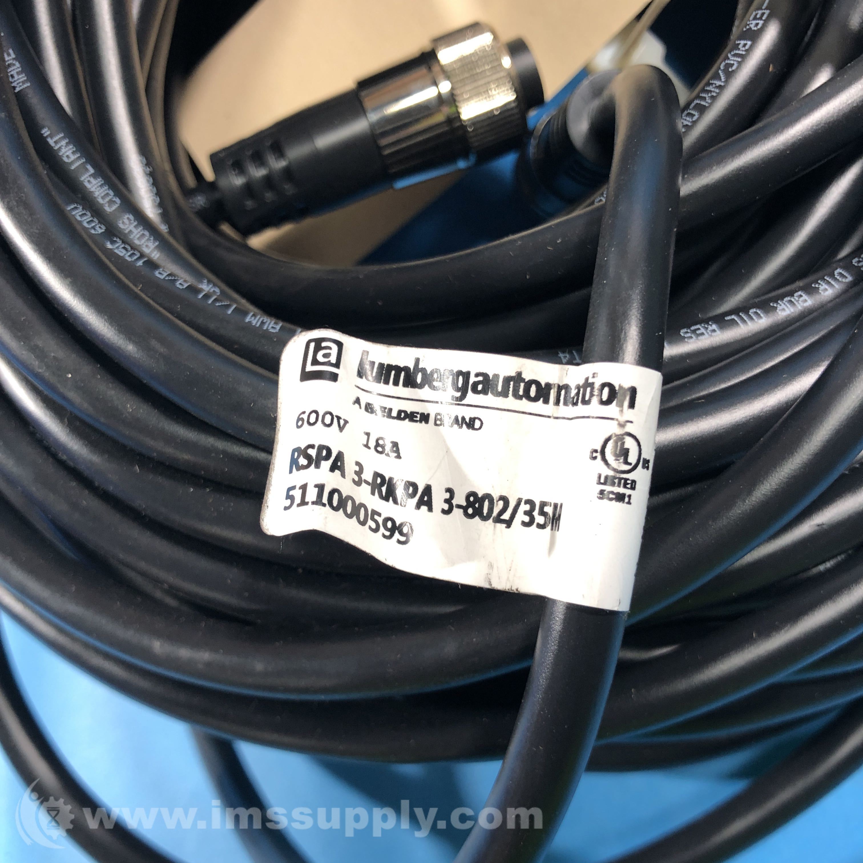 Lumberg RSPA 3-RKPA 3-802/35M Sensor Cable / Actuator Cable - IMS Supply