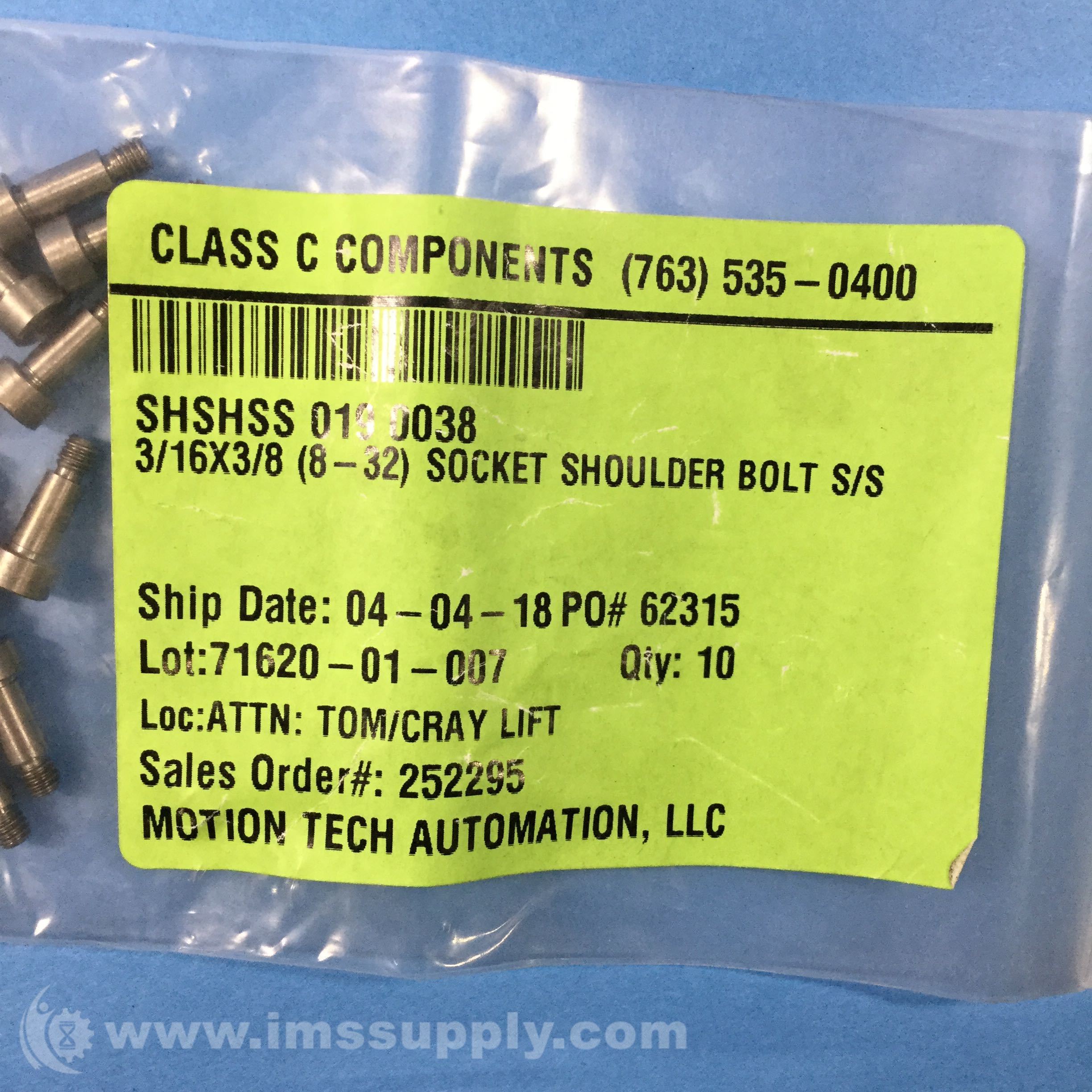 Motion Tech Automation SHSHSS 019 0038 Bag of 10 Socket Shoulder - IMS ...