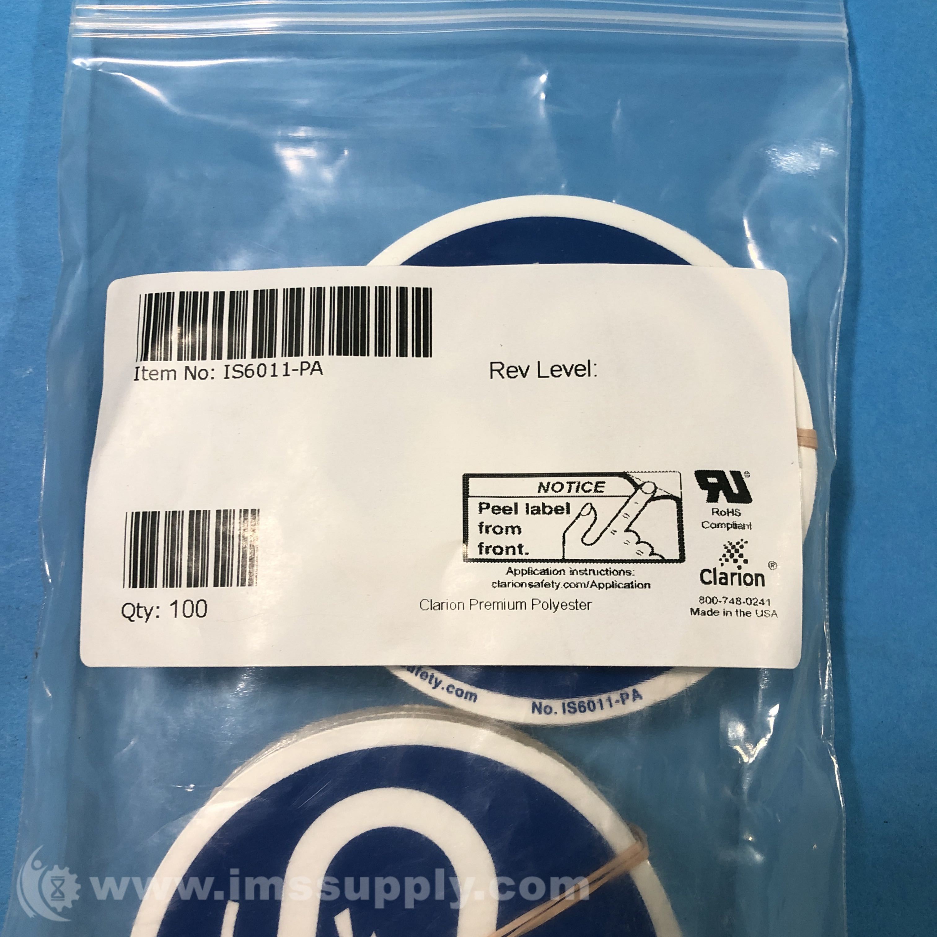 Clarion Safety Systems IS6011-PA ,100 Pack, Lock Out Power Label - IMS ...