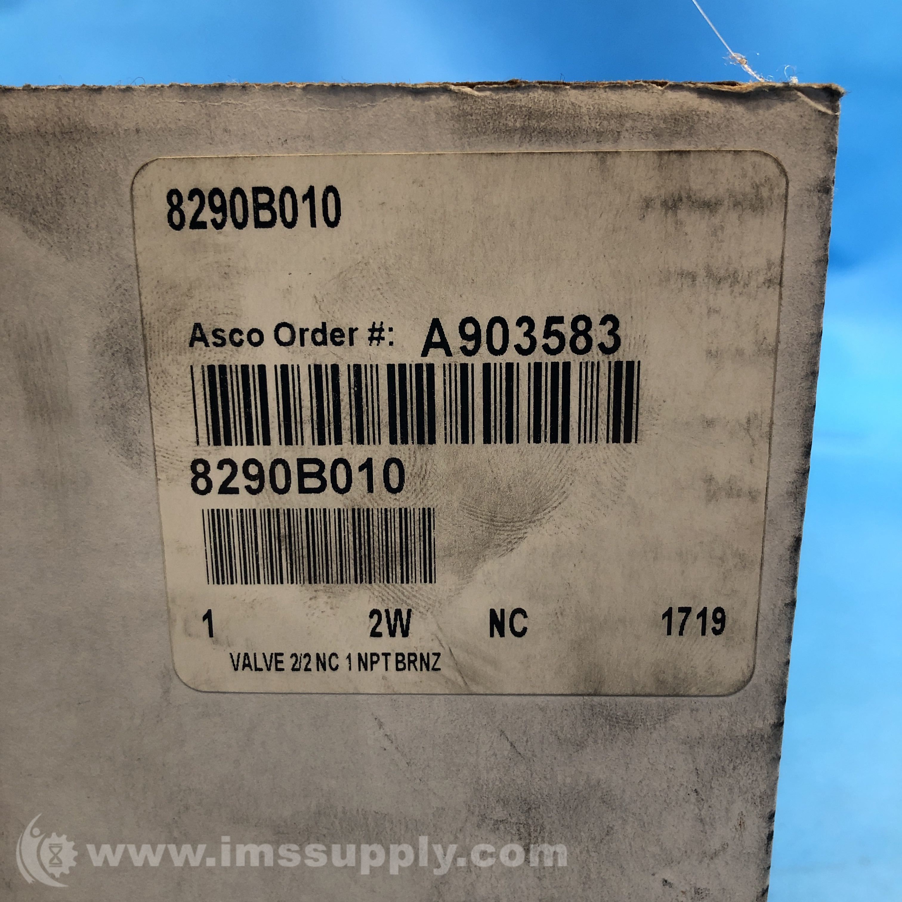 Asco 8290-B010 Piston Valve, 2/2 NC, 1 NPT, Bronze - IMS Supply