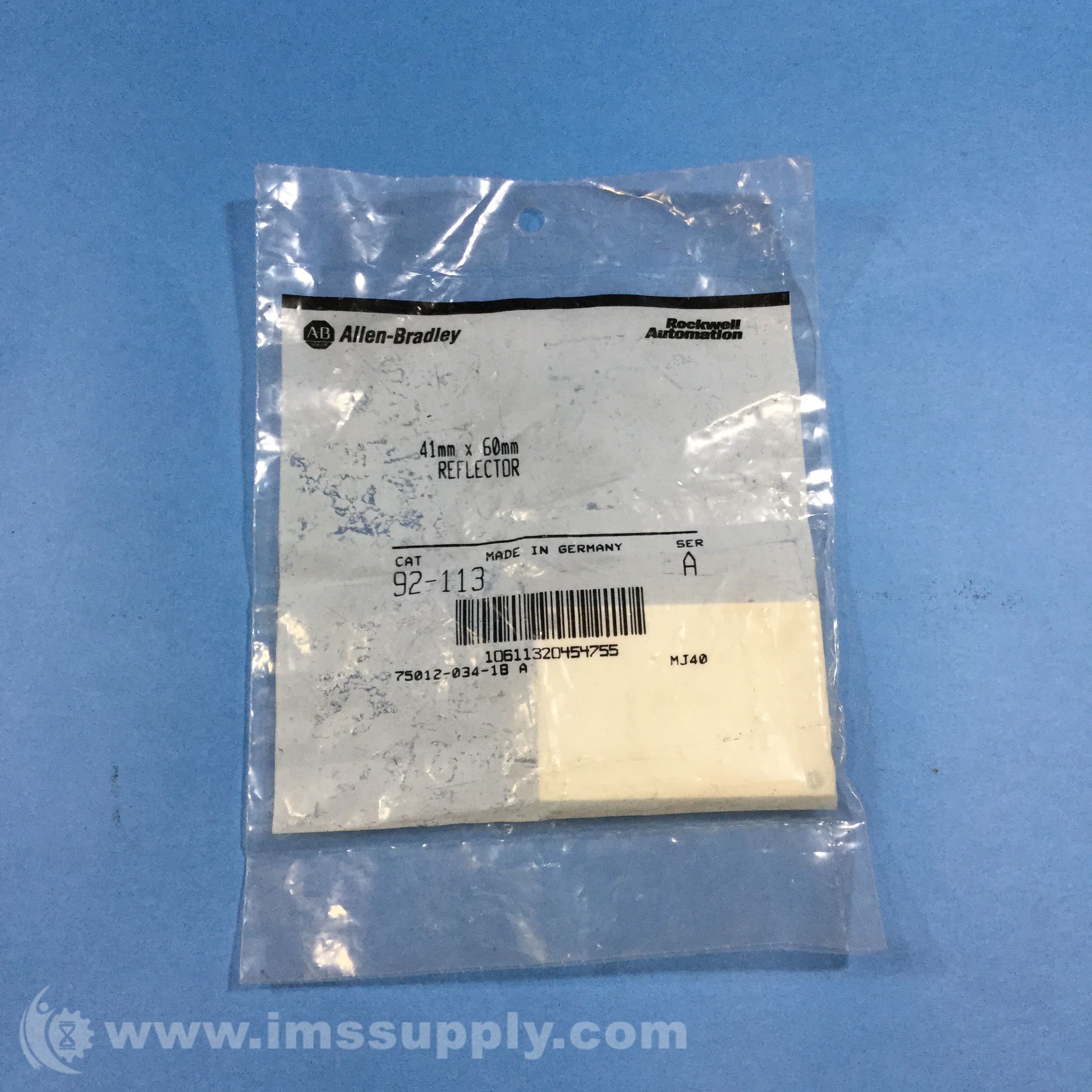 Allen Bradley 92-113 41mm x 60mm Photo Sensor Reflector - IMS Supply