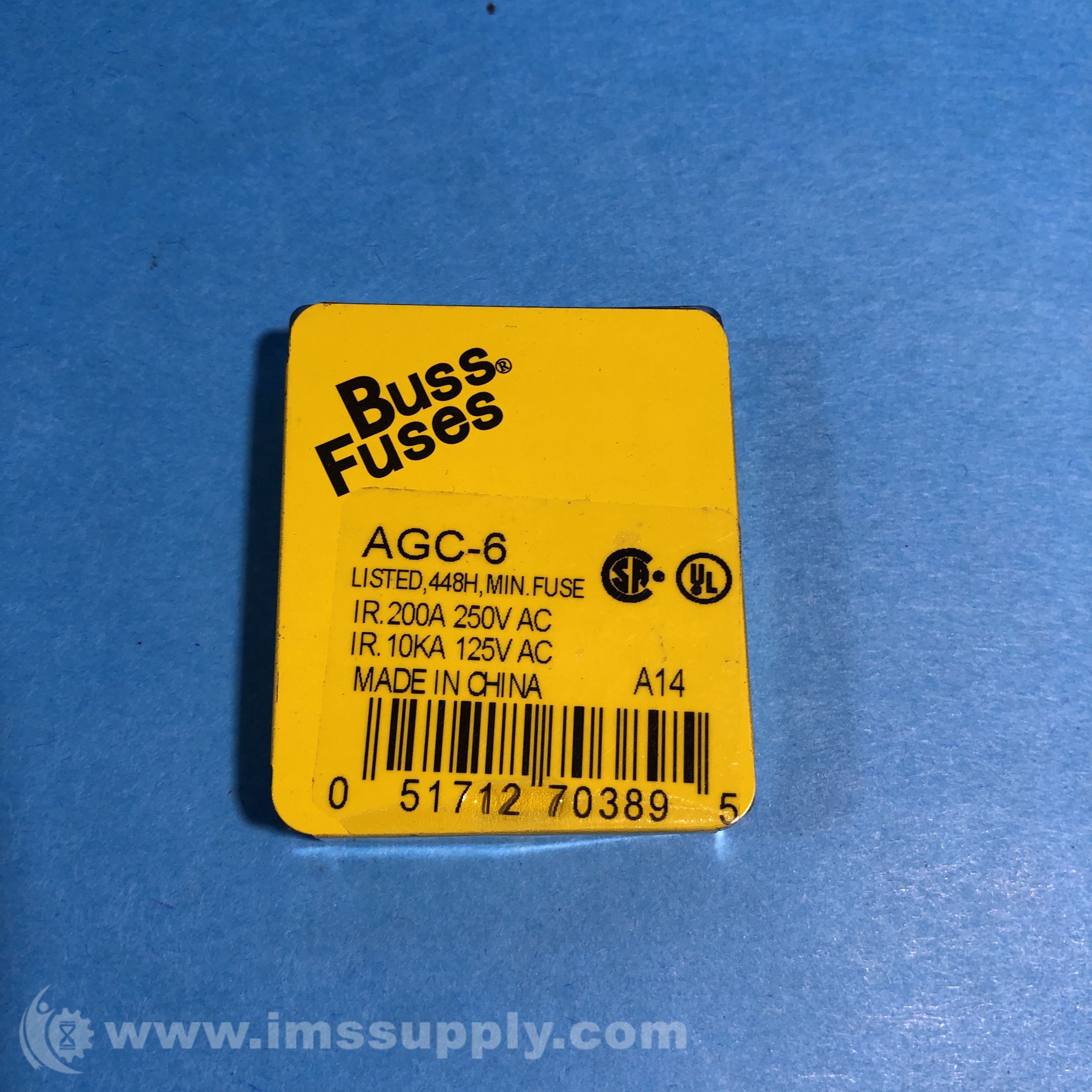 Buss AGC-6 Glass Body Fuses Pack of 5 - IMS Supply