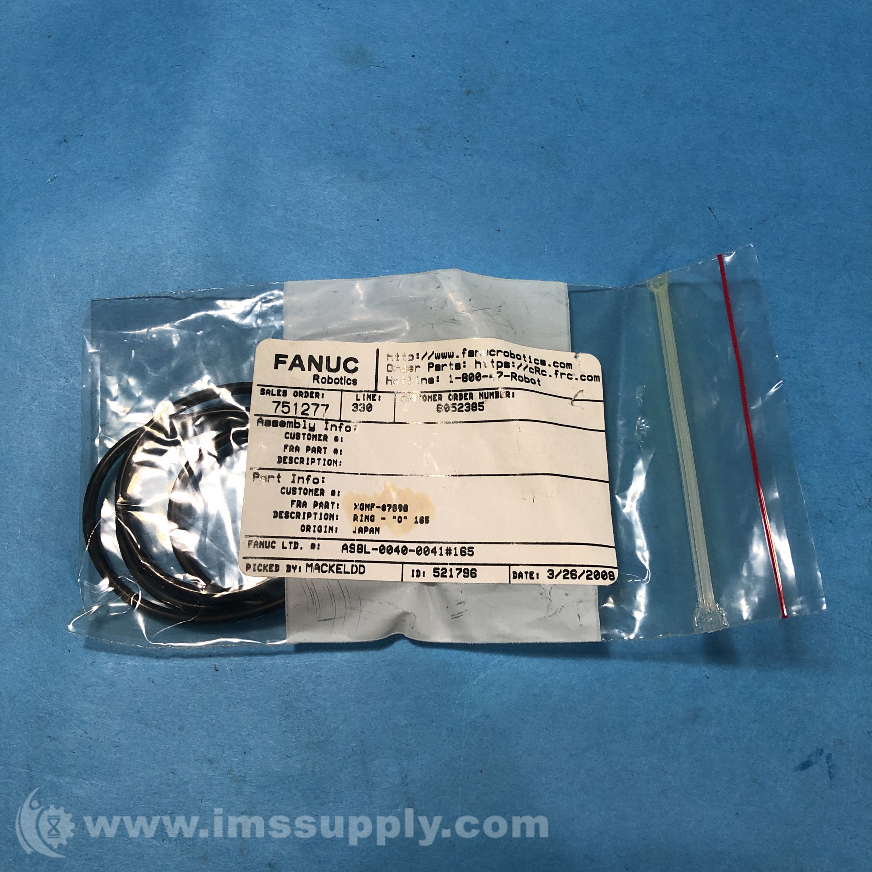 Fanuc A98L-0040-0041#165 O-Ring, XGMF07898 - IMS Supply