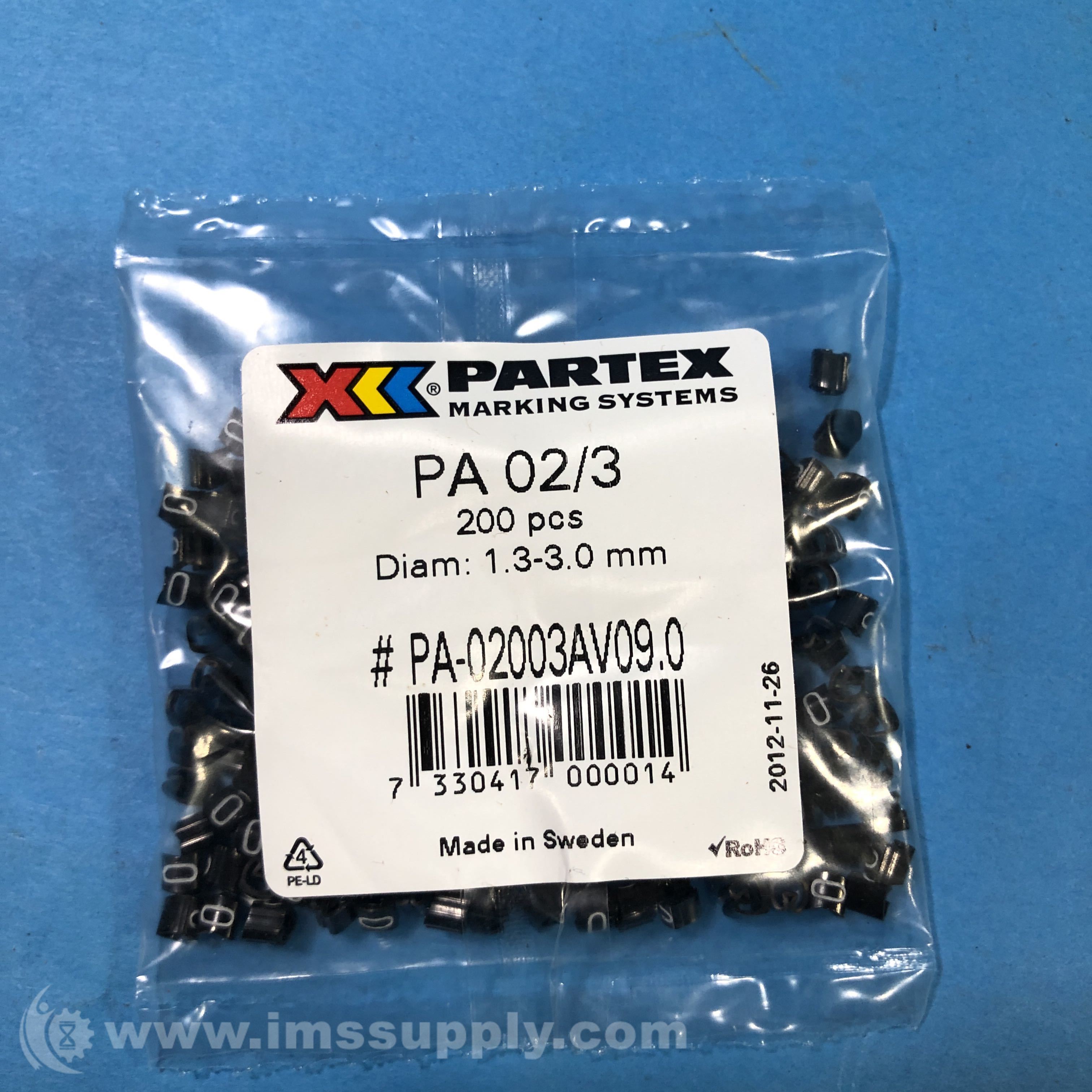 Partex Marking Systems PA-02003AV09.0 Pack of 200 Text: 0 Marker - IMS ...