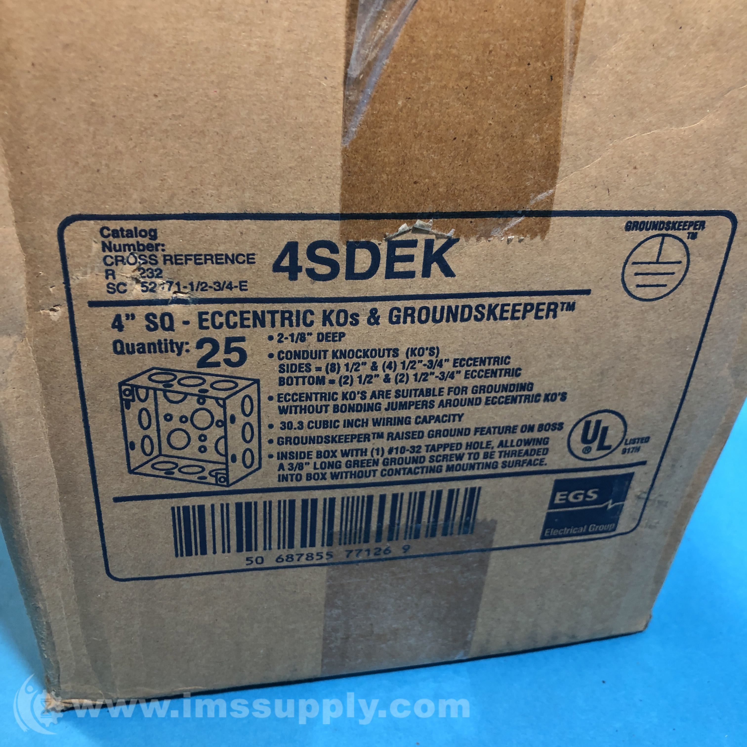 Egs 4SDEK Box of 50 4 Square Box, Welded, Metallic, 2-1/8 Deep - IMS Supply
