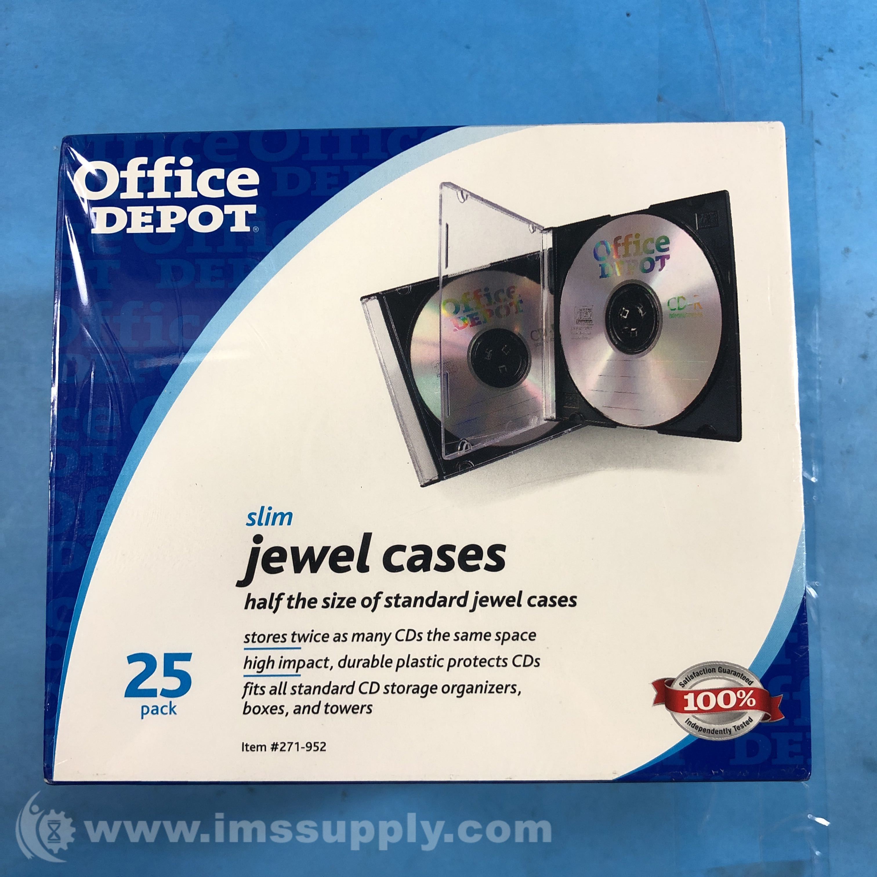 Office Depot 271-952 Pack of 25 Black Slim CD Jewel Cases - IMS Supply