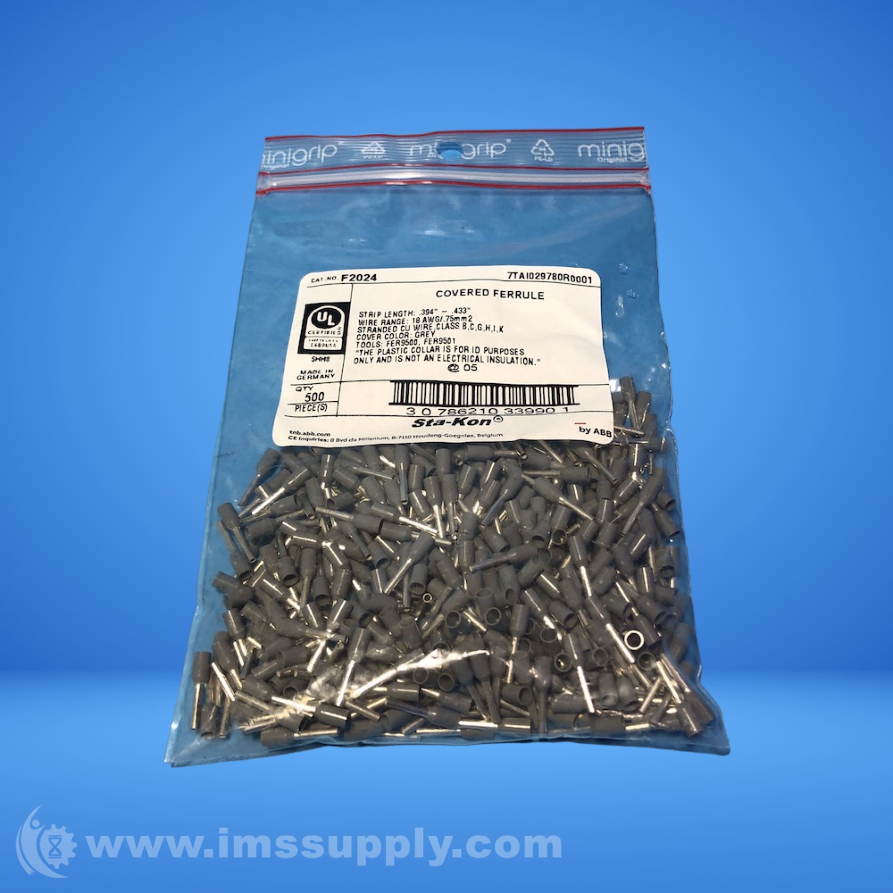 Sta Kon F2024 Bag of 500 Polypropylene-Insulated Ferrules - IMS Supply