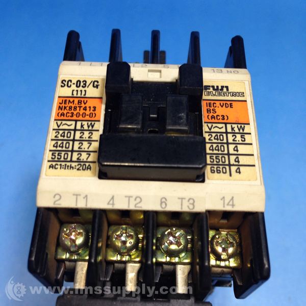 Fuji Electric SC-03/G Contactor 20AMP 3Pole 1No 1NC 20AMP 24VDC - IMS ...