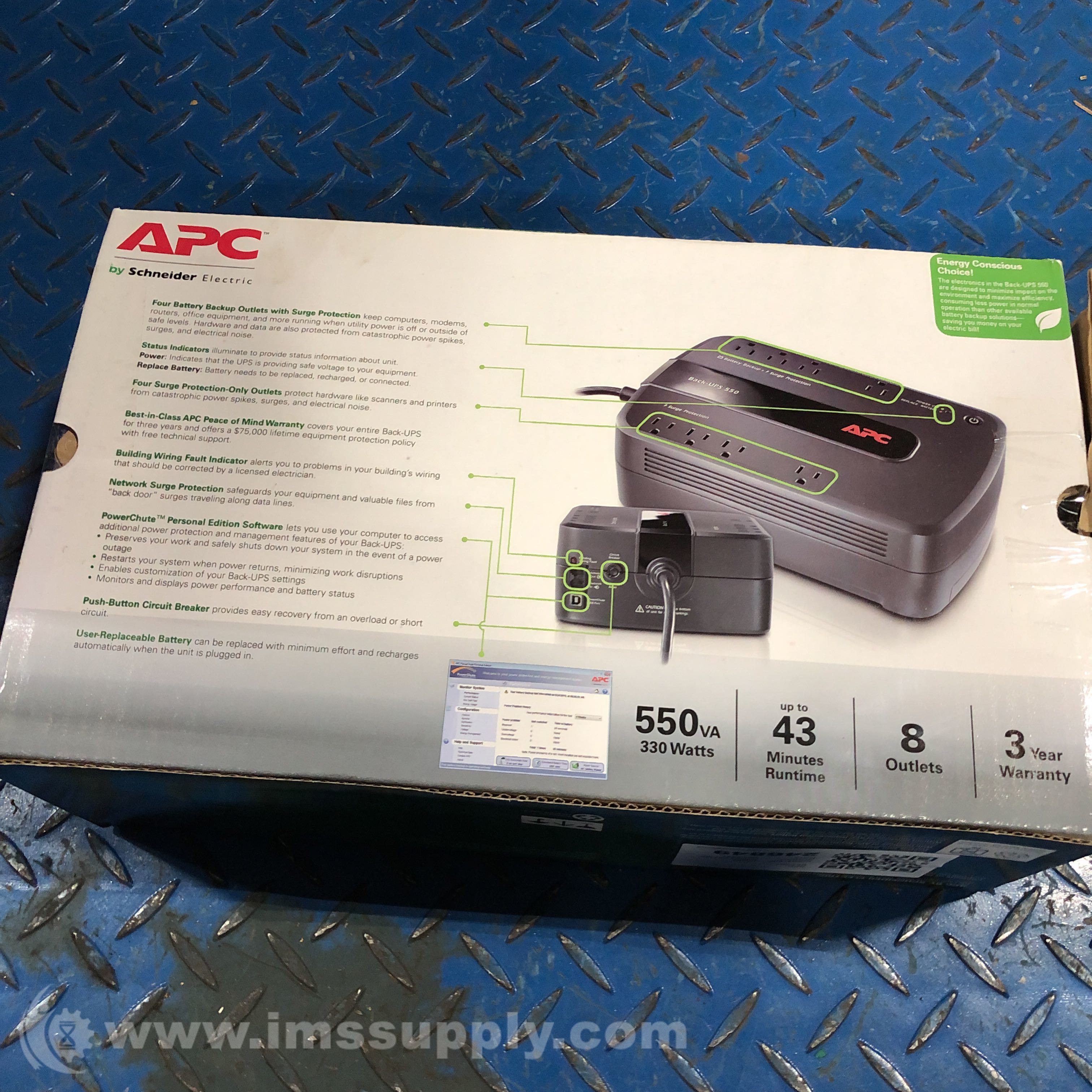 APC Back-UPS ES 550 Battery Backup BE550G 550VA/330 Watt - IMS Supply