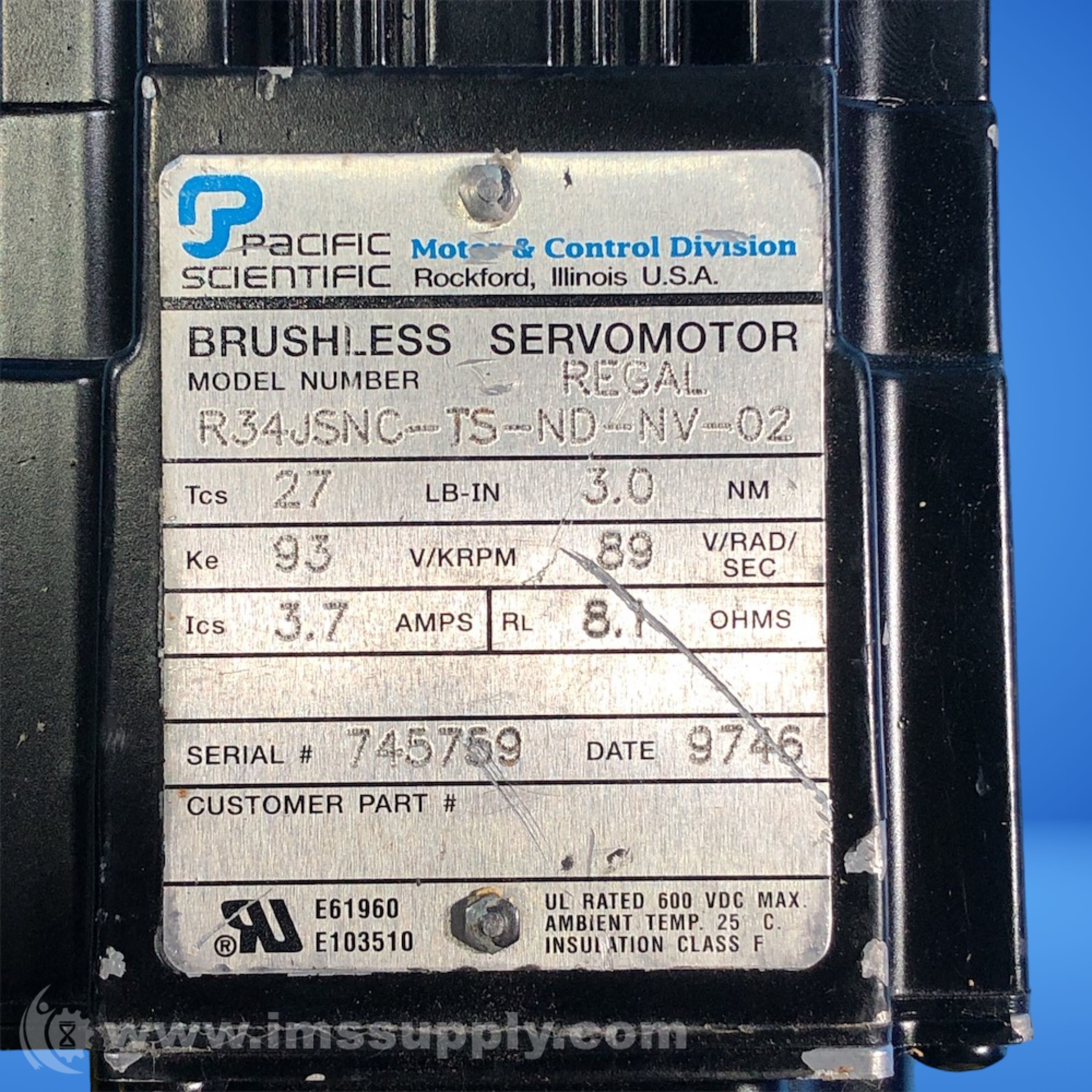 Pacific Scientific Instruments R34JSNC-TS-ND-NV-02 - IMS Supply