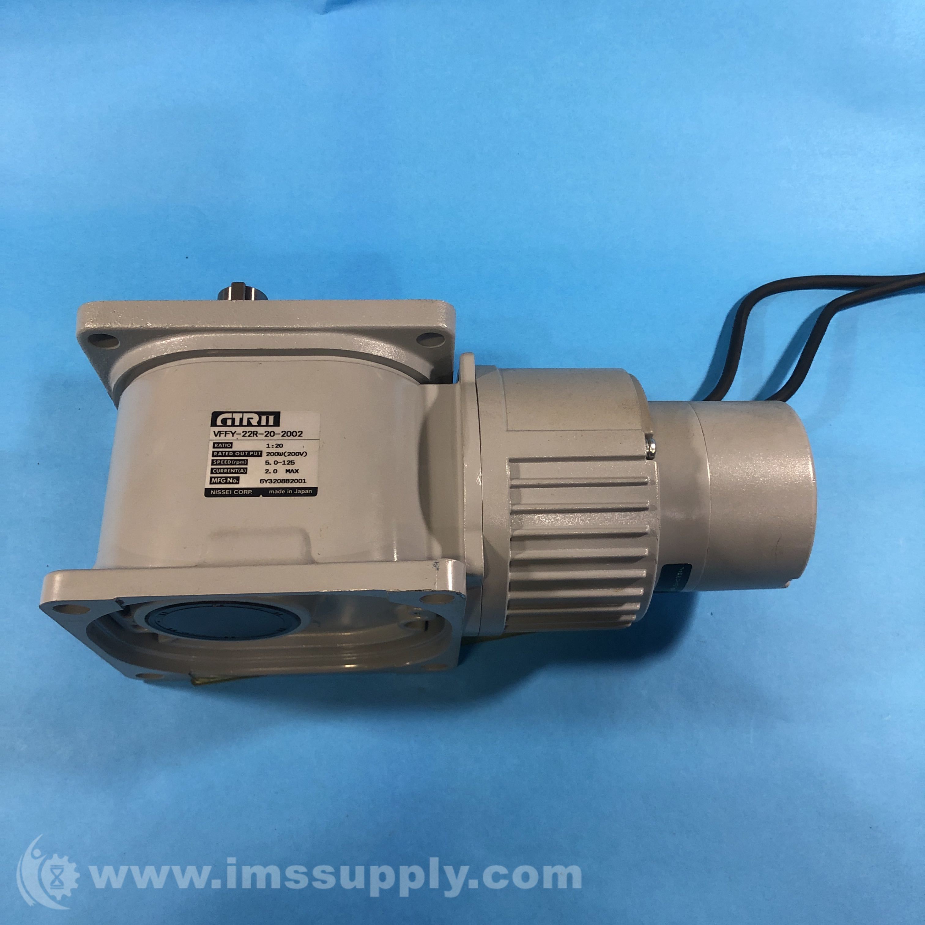 Nissei Corp. VFFY-22R-20-2002 GTR Gearmotor, 6Y320882001 - IMS Supply