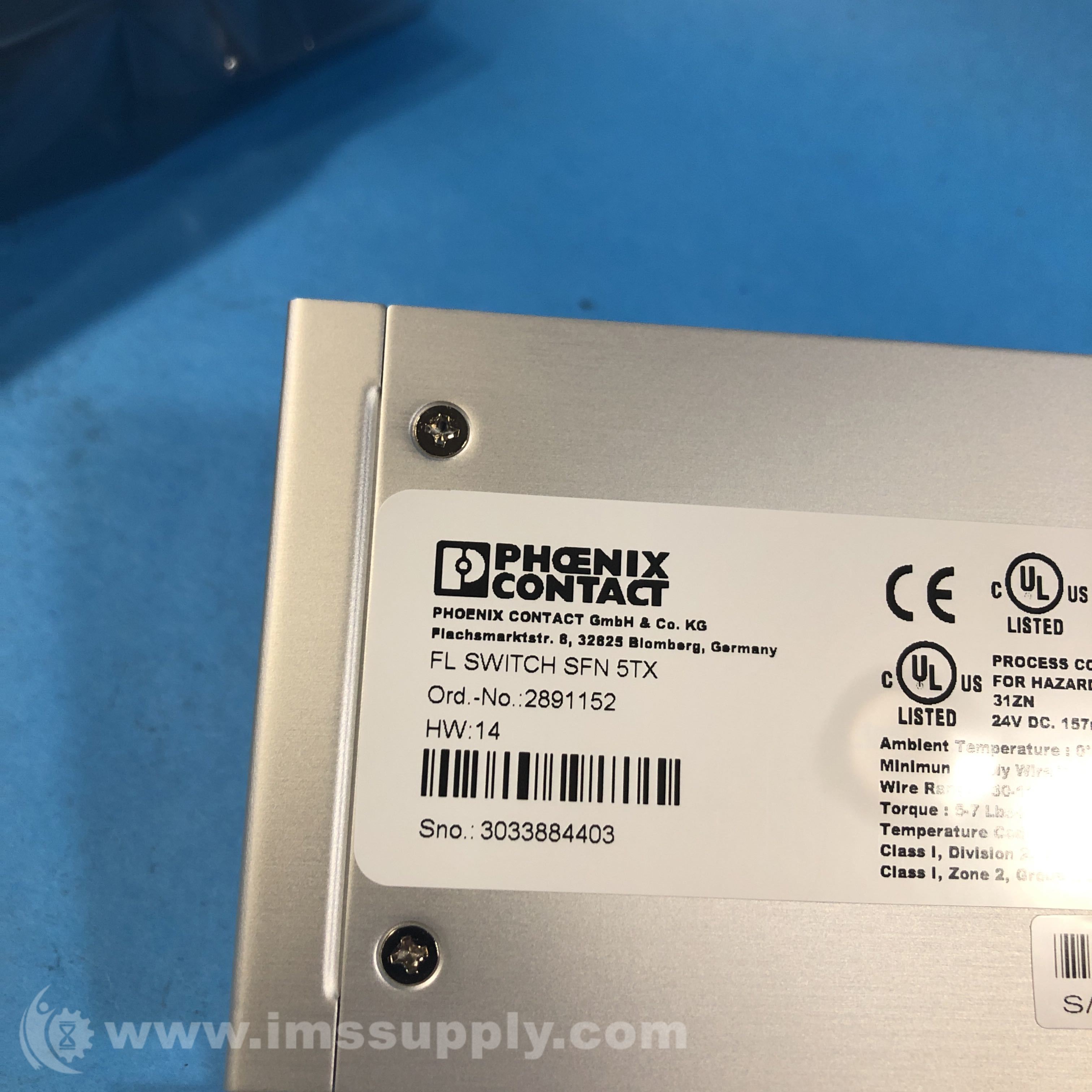 Phoenix Contact 2891152 Ethernet Switch, FL Switch SFN 5TX - IMS Supply