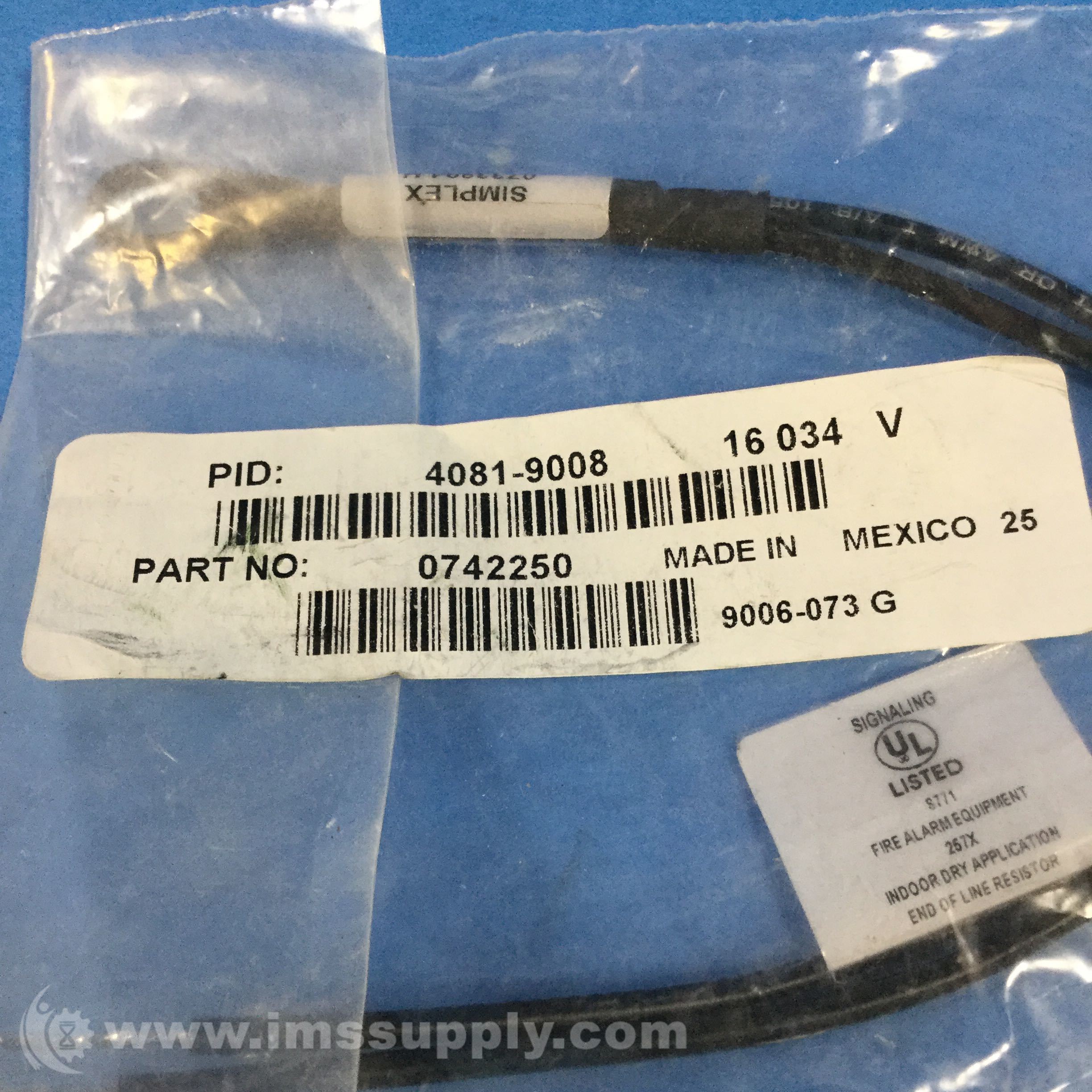 Simplex 0742250 End of Line Resistor Harness, 10k 1/2w - IMS Supply