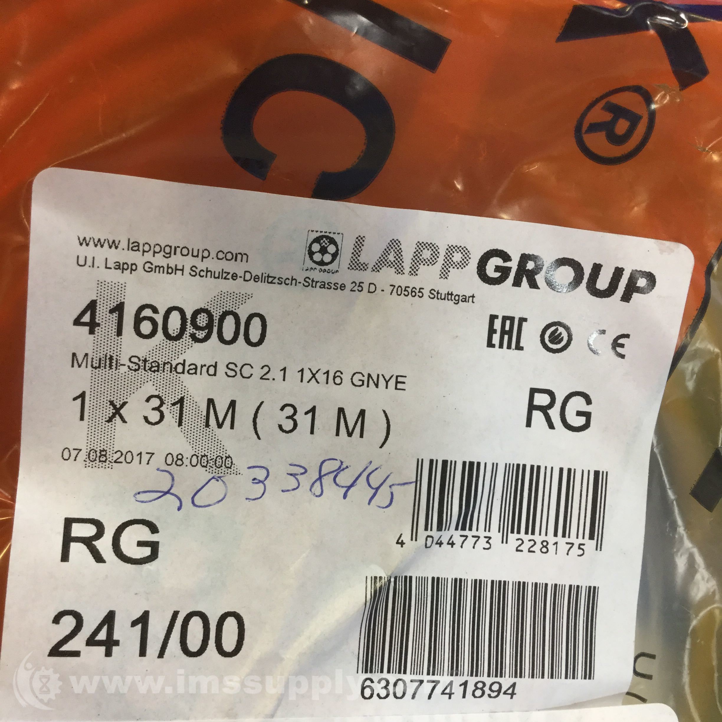 Lapp Kabel 4160900 Green / Yellow 31M Cable - IMS Supply