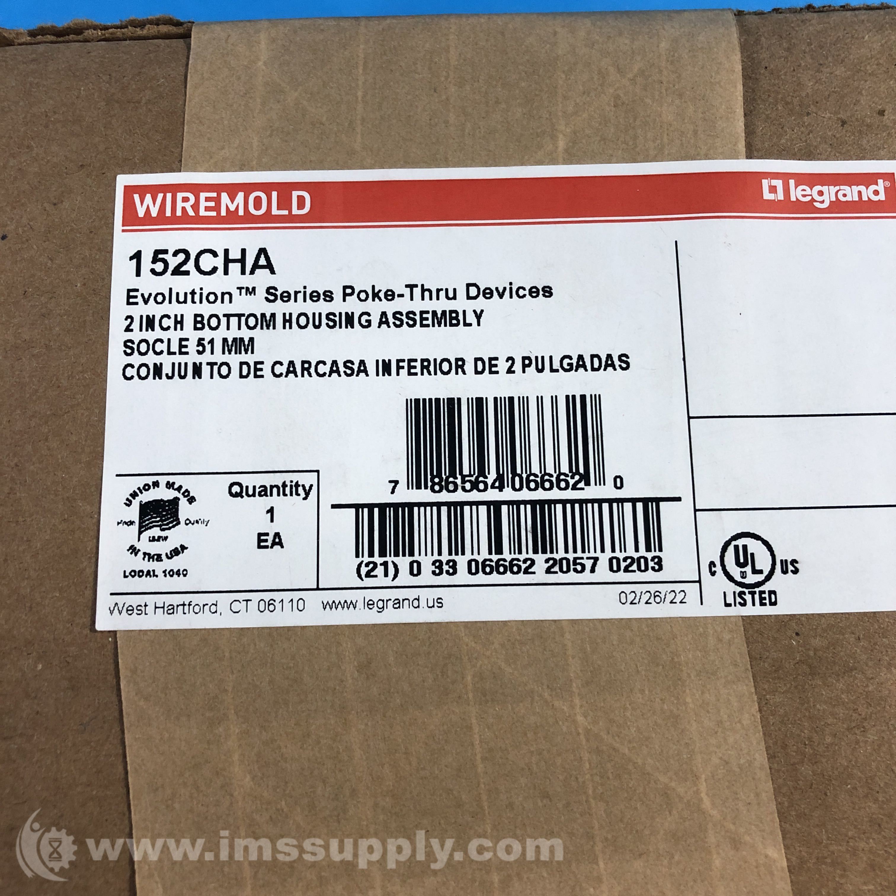 Wiremold 152CHA Evolution 2 Inch Bottom Housing Assembly - IMS Supply