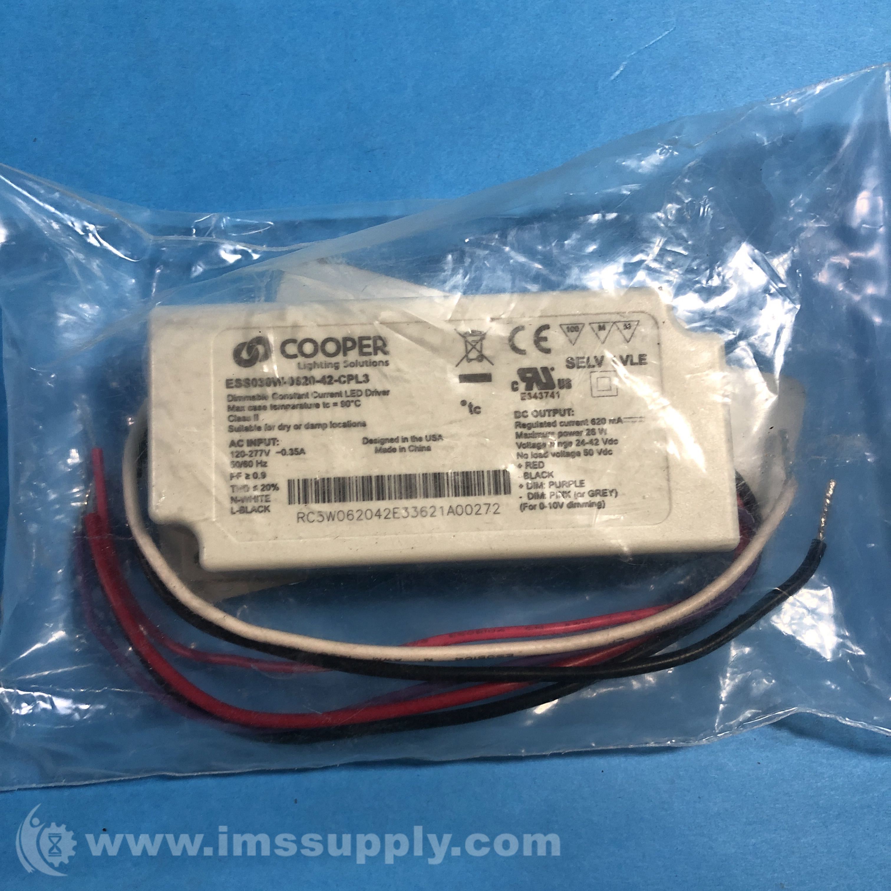 Cooper Lighting ESS030W-0620-42-CPL3 Dimmable LED Driver - IMS Supply