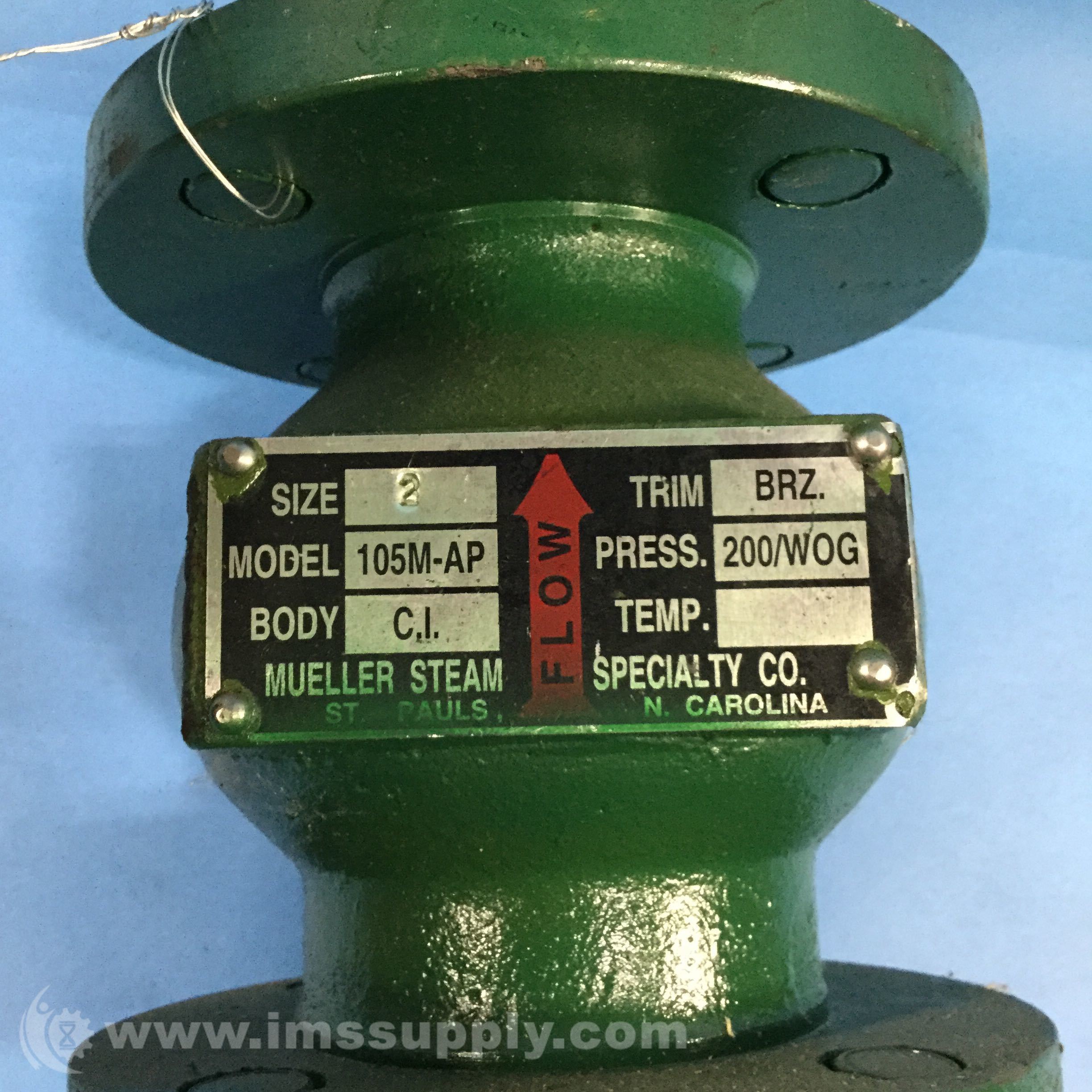 Mueller 105M-AP Globe Body Silent Check Valve, Cast Iron, 2 Size - IMS ...