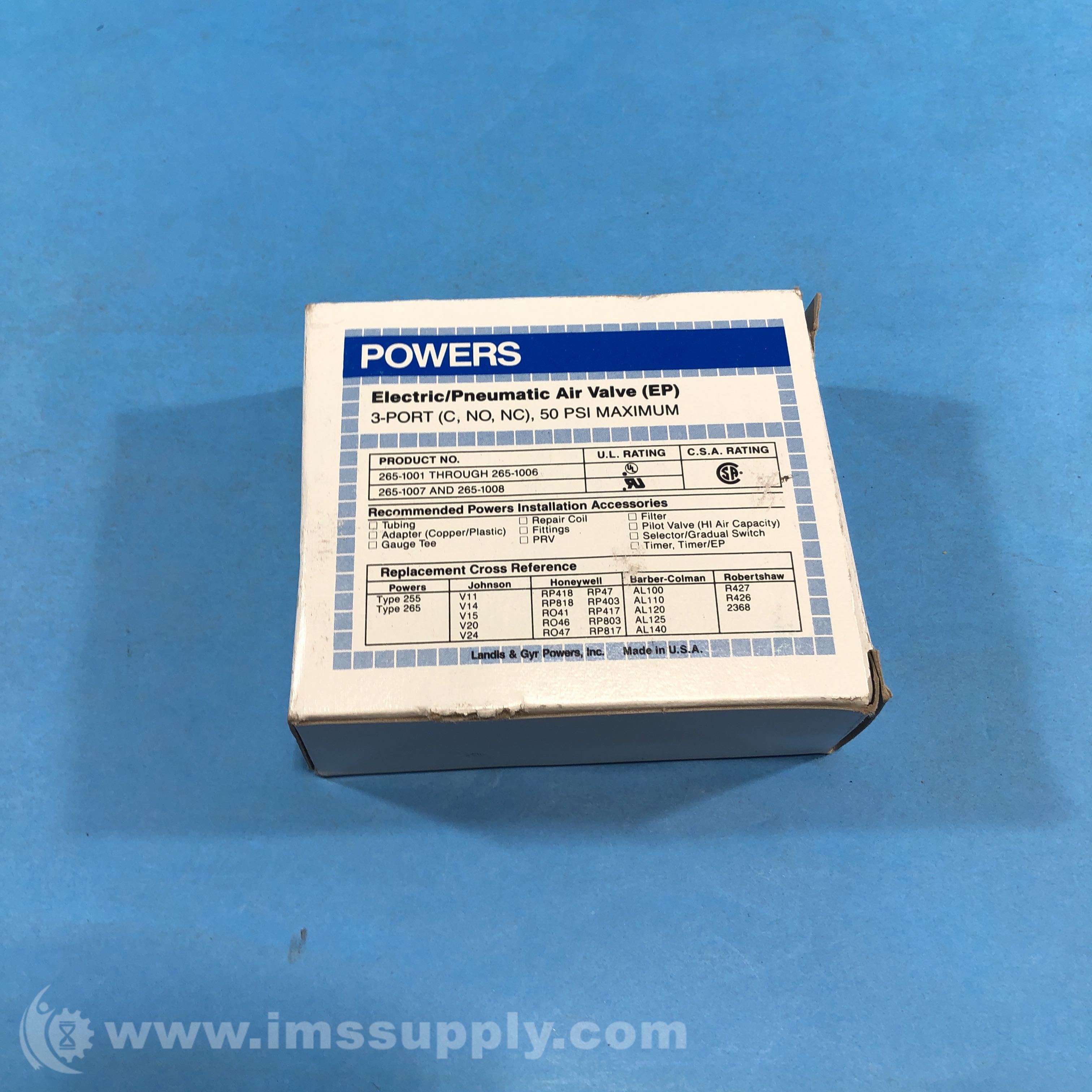 Power 265-1003 Pneumatic 208V EP Switch with Junction Box - IMS Supply