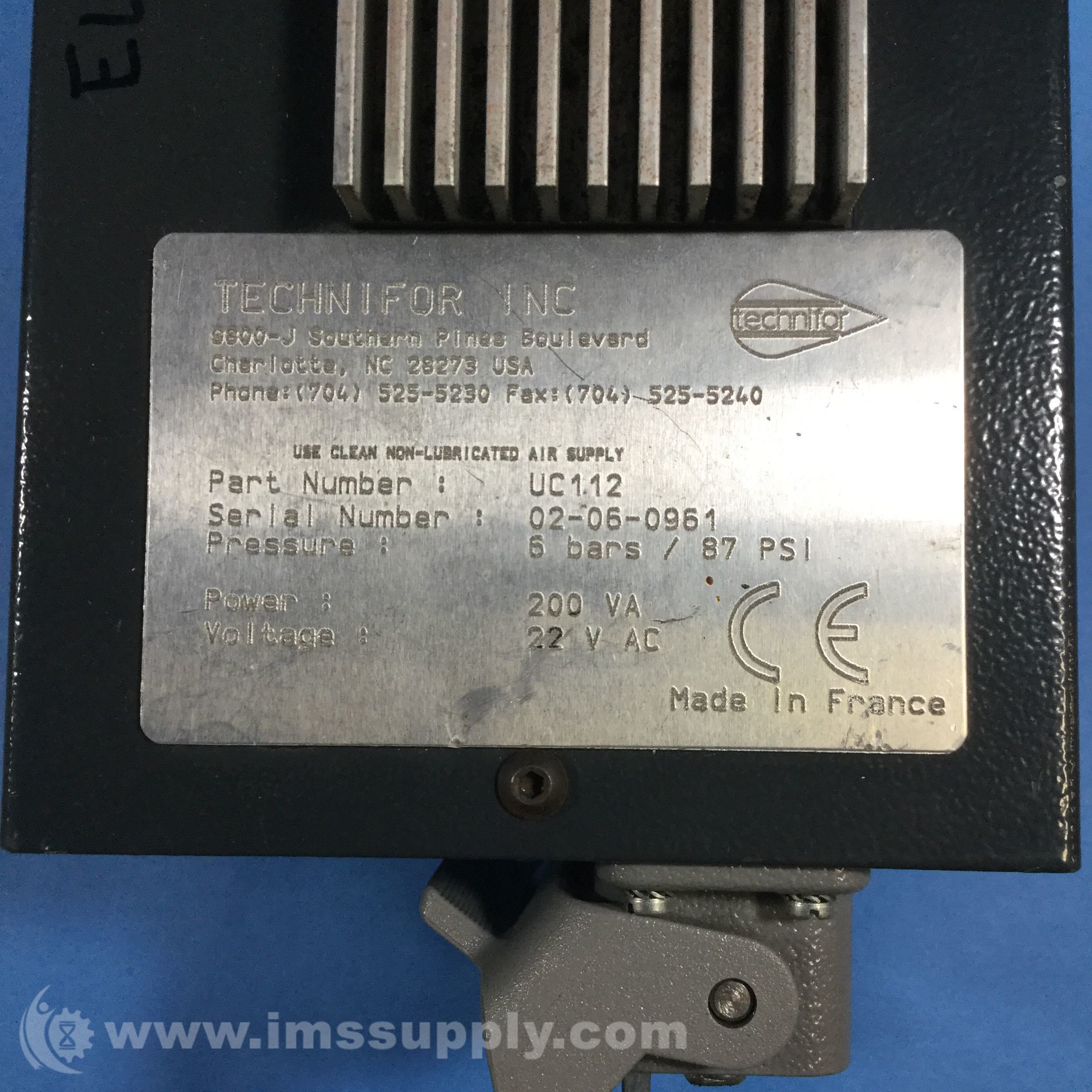 Technifor UC112 Marking Machine Control Unit, 87 PSI, 200 VA - IMS Supply
